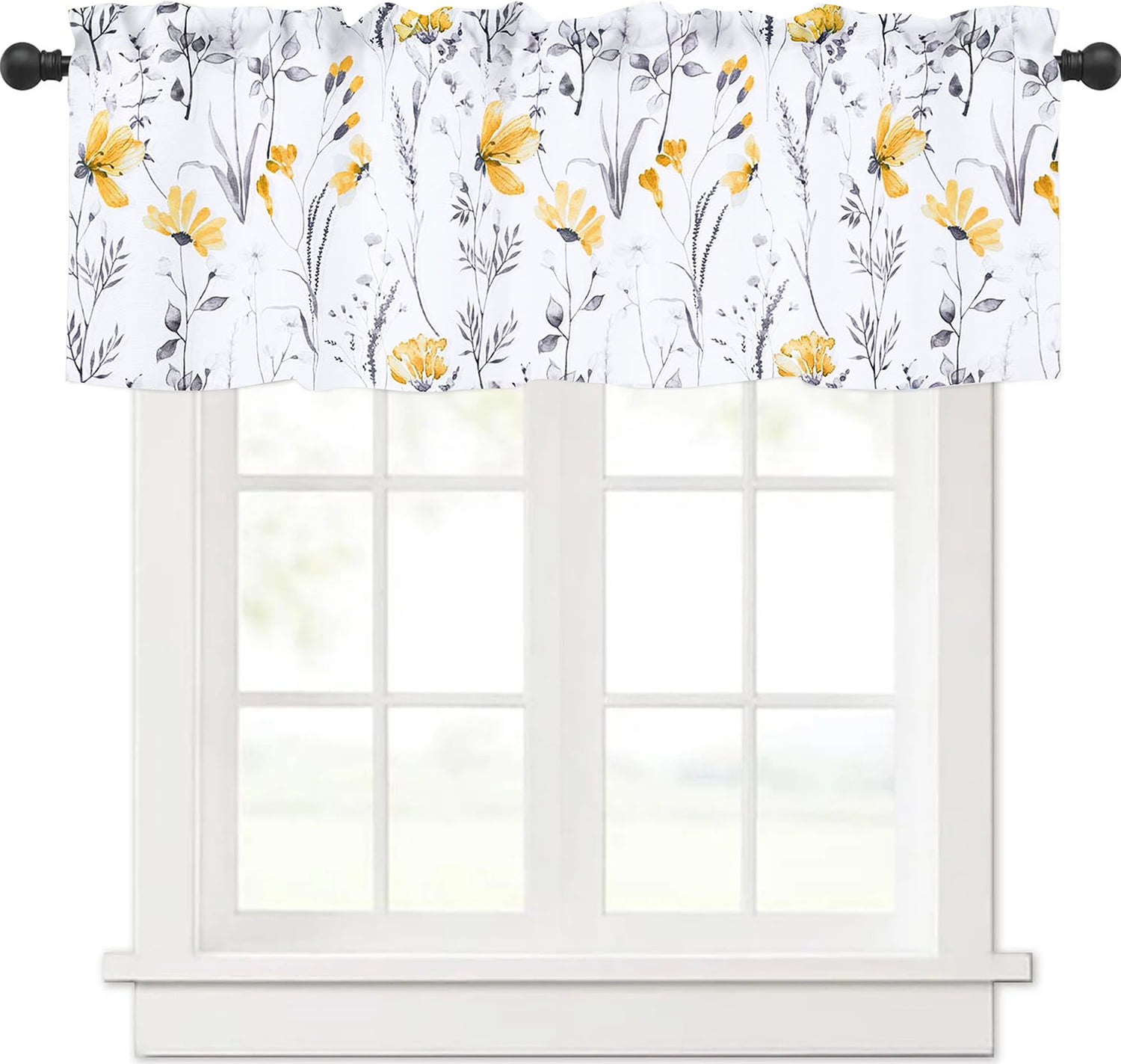 Alishomtll Valance Curtains Yellow Flower Floral Print Valances for ...