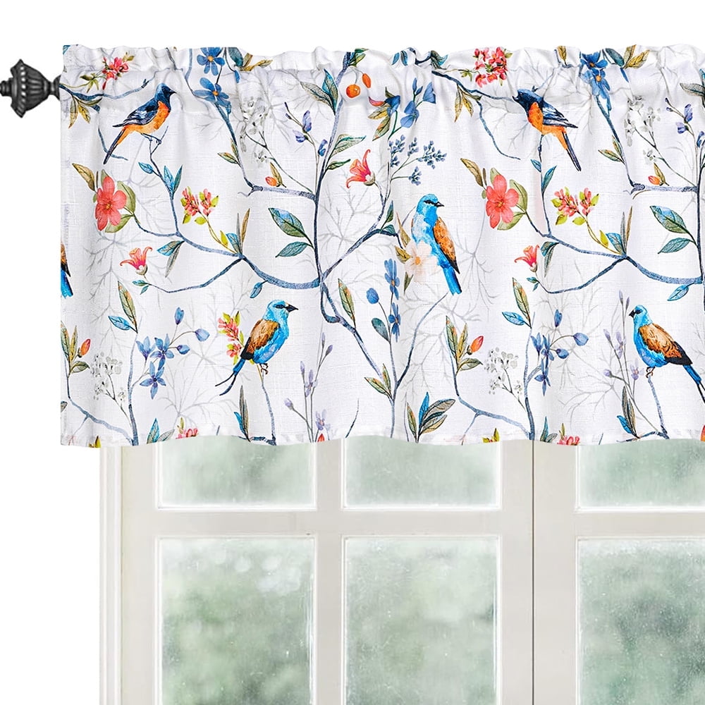 Alishomtll Bird Pattern Valances, Light Filtering, Polyester for ...