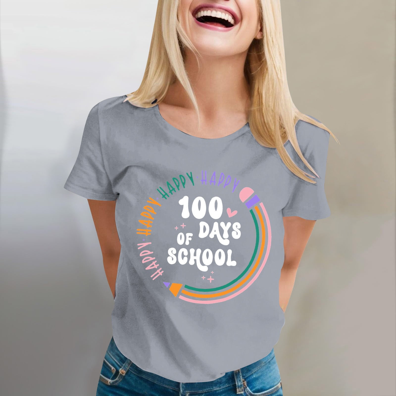 Alitao 100 Days of School Shirt Graphic Tee 100 Days Of School Shirt ...