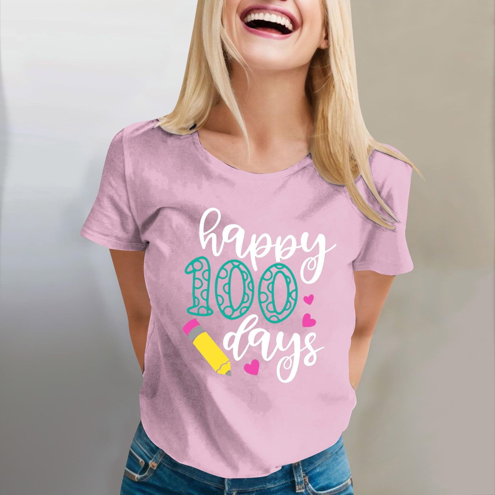 Alitao 100 Days of School Shirt Graphic Tee 100 Days Of School Shirt ...