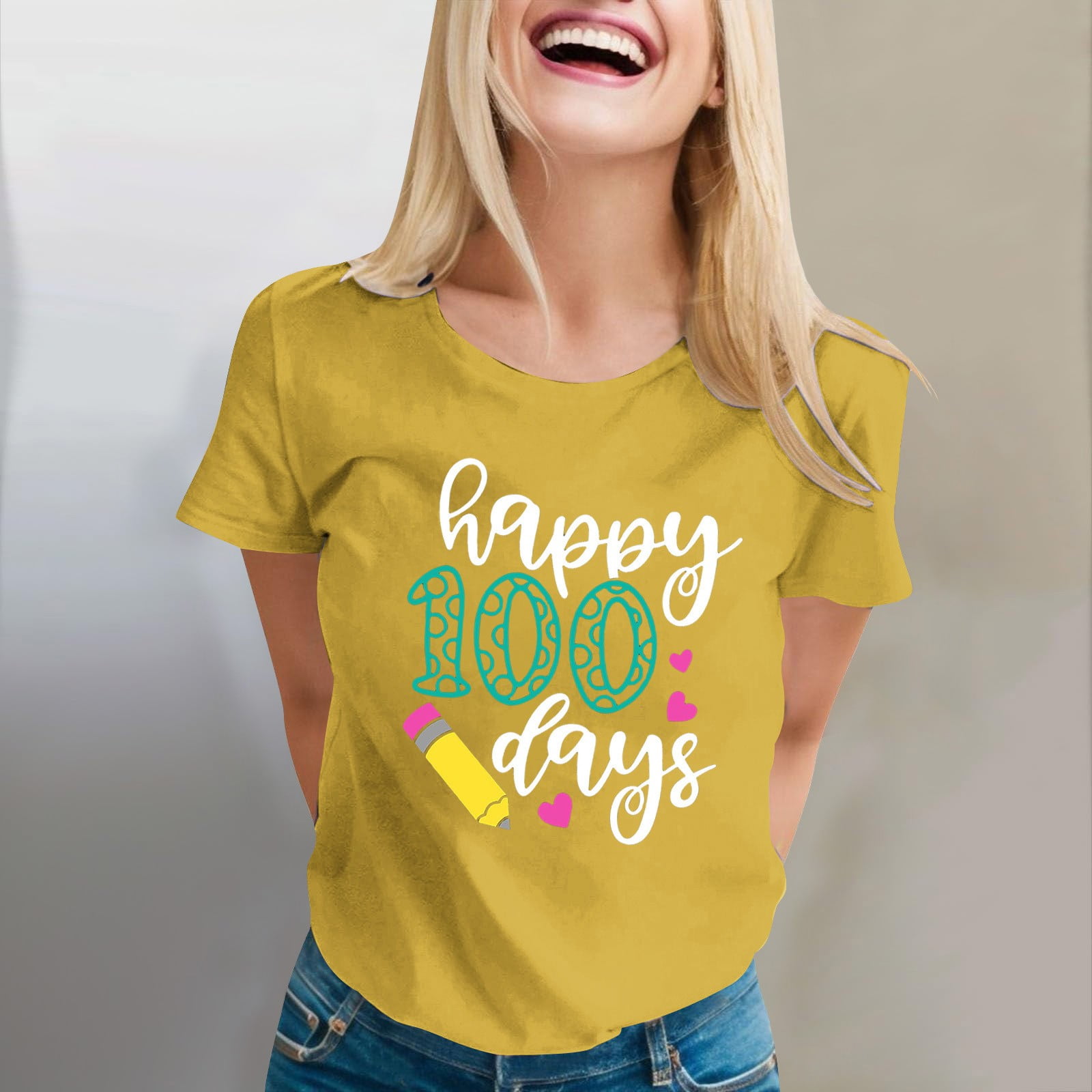 Alitao 100 Days of School Shirt Graphic Tee 100 Days Of School Shirt ...