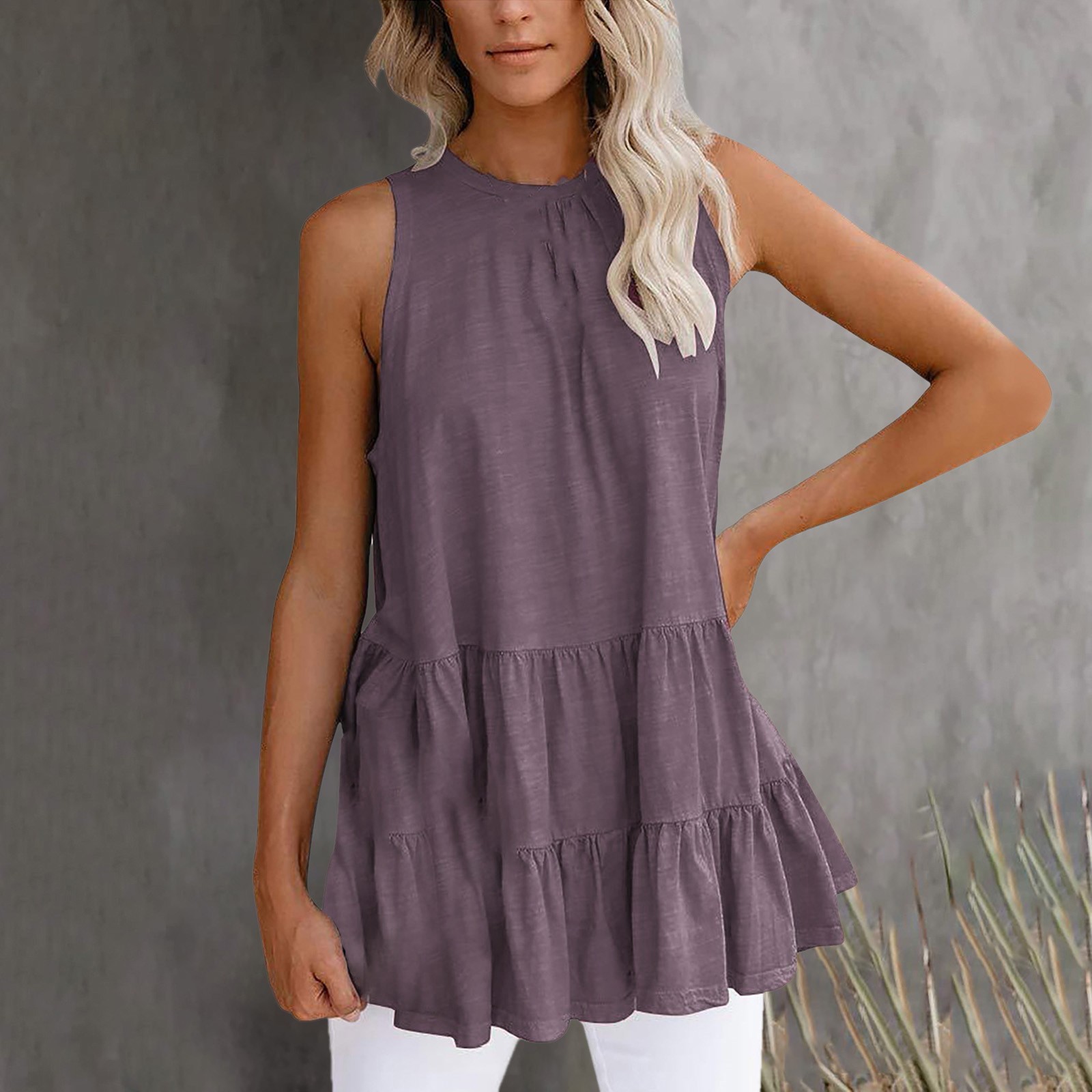 Alitao Camisole Tops Workout Tops Flowy Tank Tops Ruffle Tiered ...
