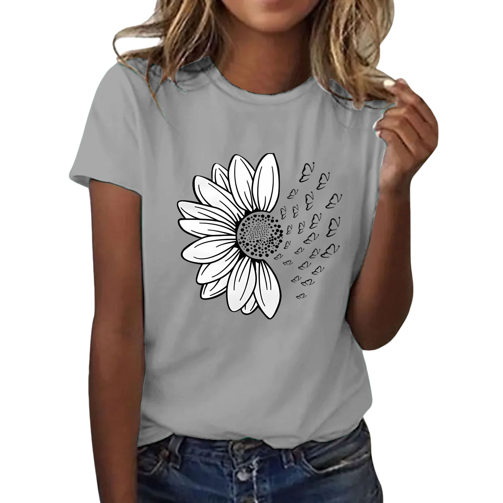 Alitao Graphic Tees Plus Size Tops Women's I Simple Printing Europe And ...