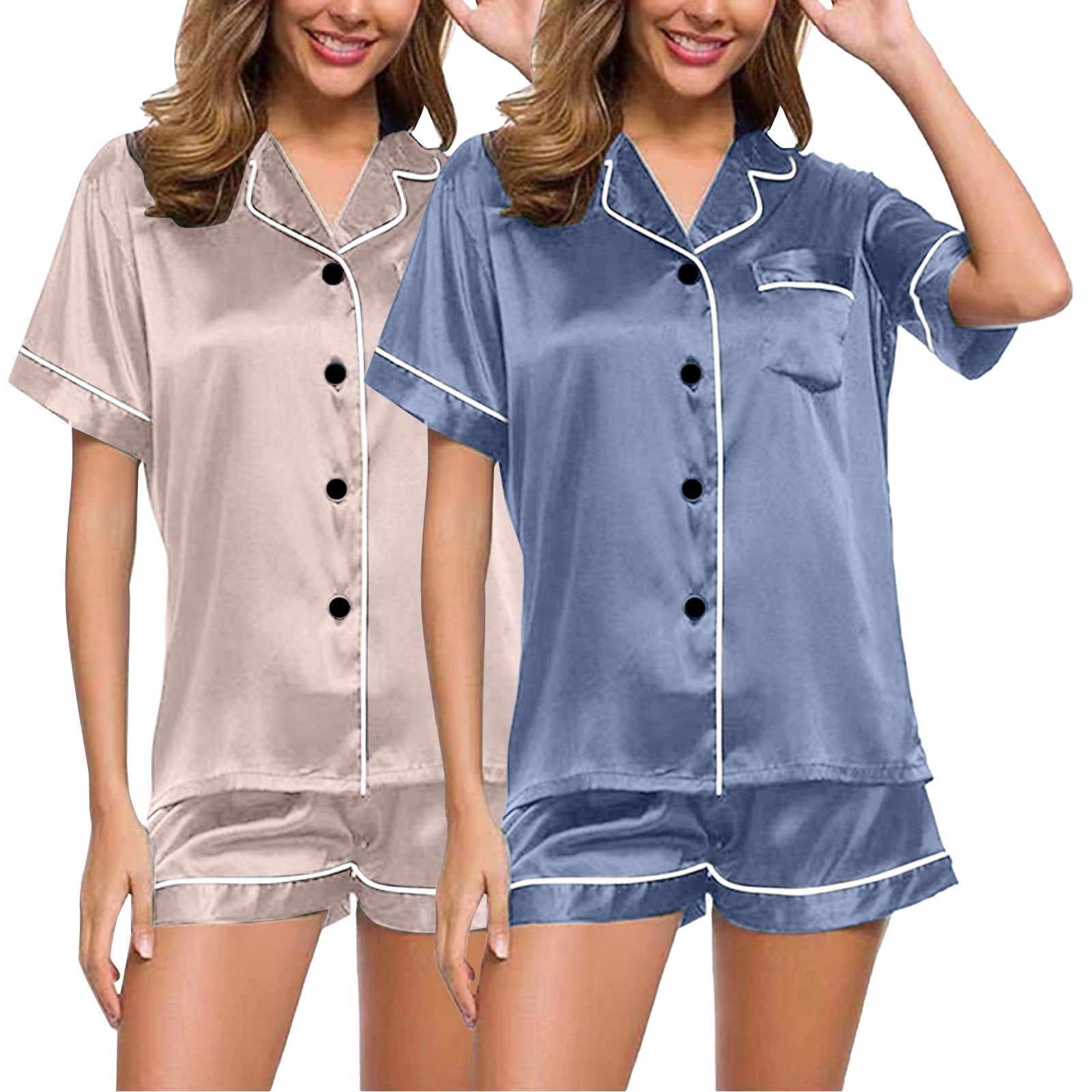 Alitao Pajamas for Women Set Lounge Sets Satin Pyjamas Women's Short 4 ...