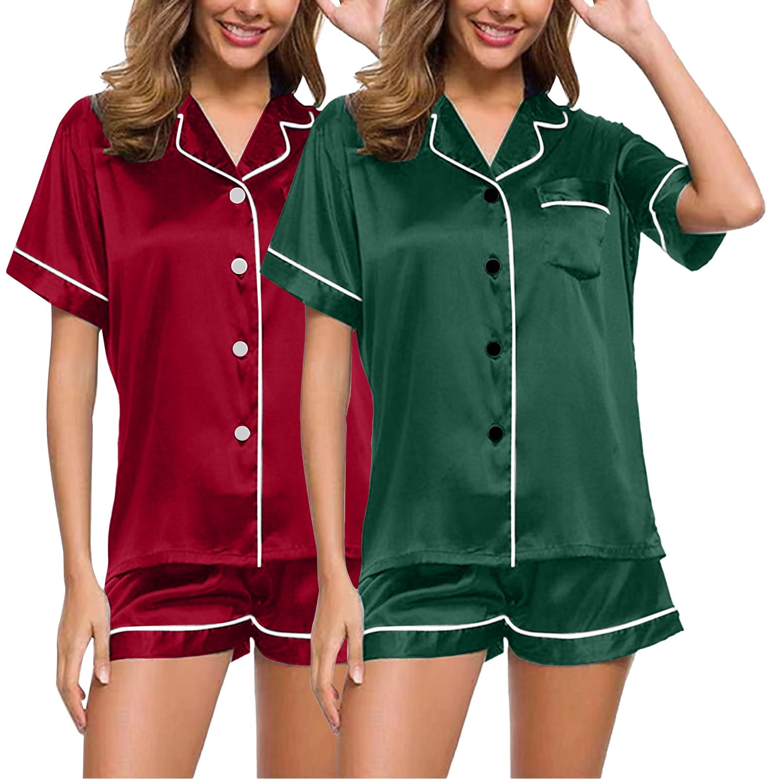 Alitao Pajamas for Women Set Lounge Sets Satin Pyjamas Women's Short 4 ...