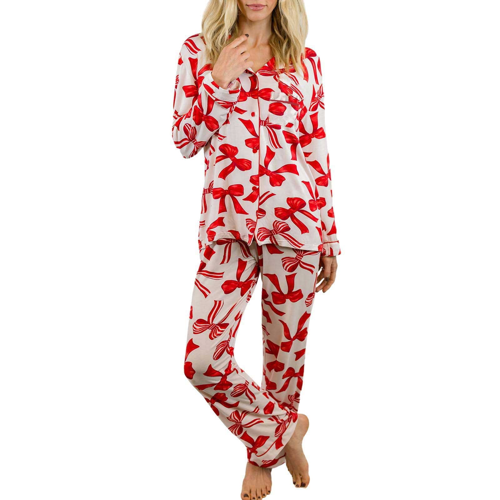 Alitao Valentines Pajamas Silk Pajamas Satin Pajama Bow Pajamas Winter ...