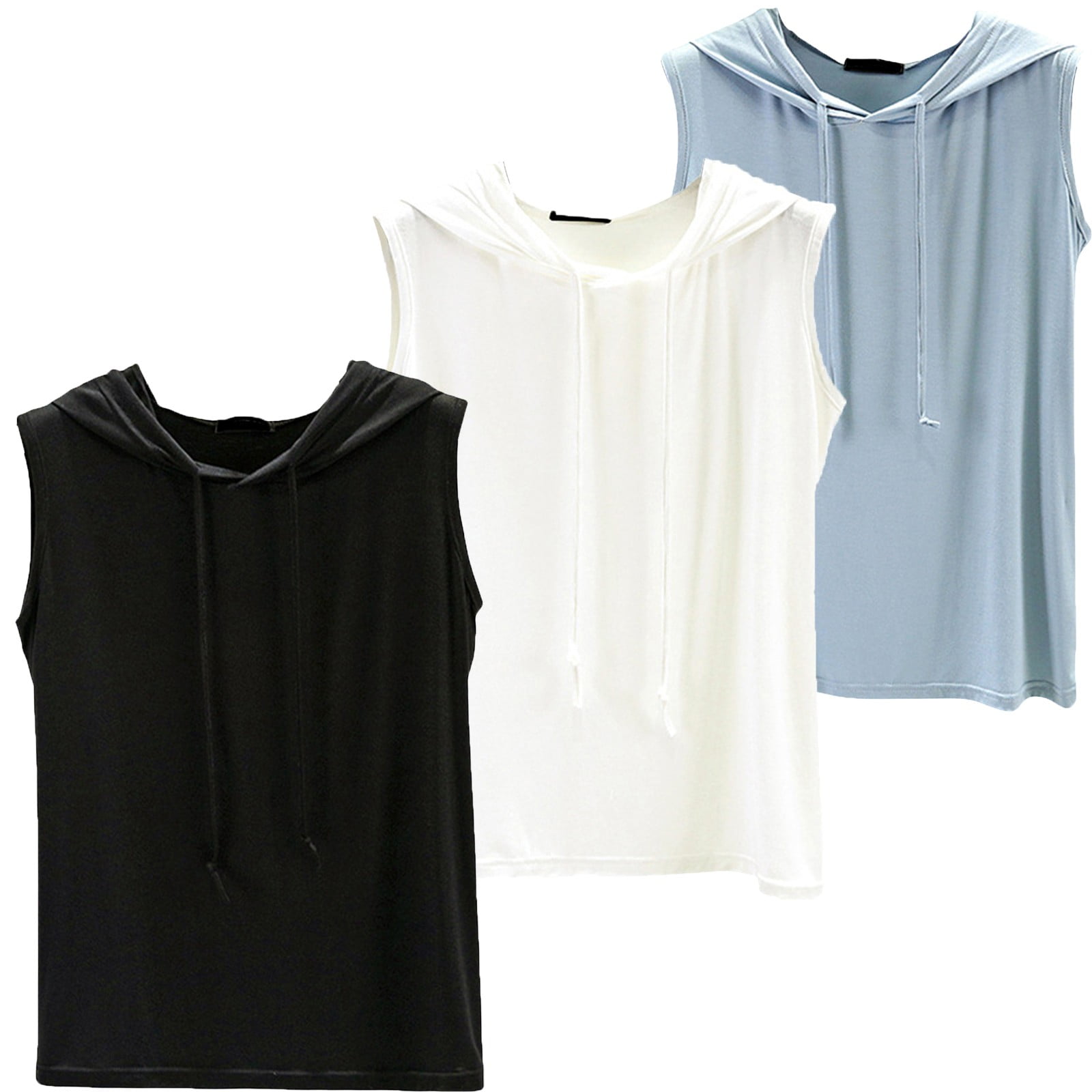 Alitao Tank Tops Sleeveless Hoodie Running Vest Hooded Loose Plus Size ...