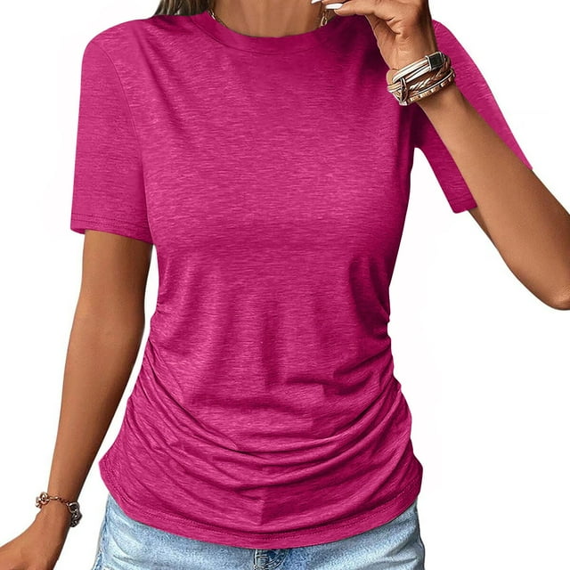 Alitao Tshirts Shirts Womens Tops Dressy Casual Solid Color Short