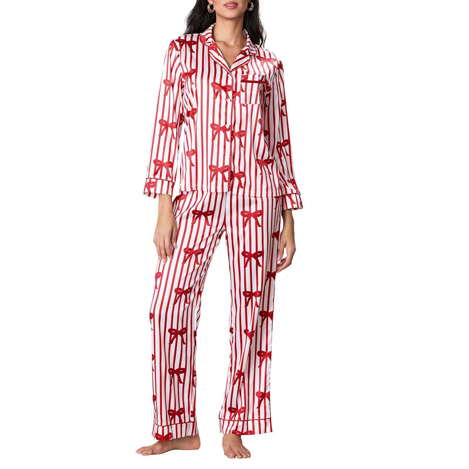 Alitao Valentines Pajamas Silk Pajamas Satin Pajama Bow Pajamas Winter ...