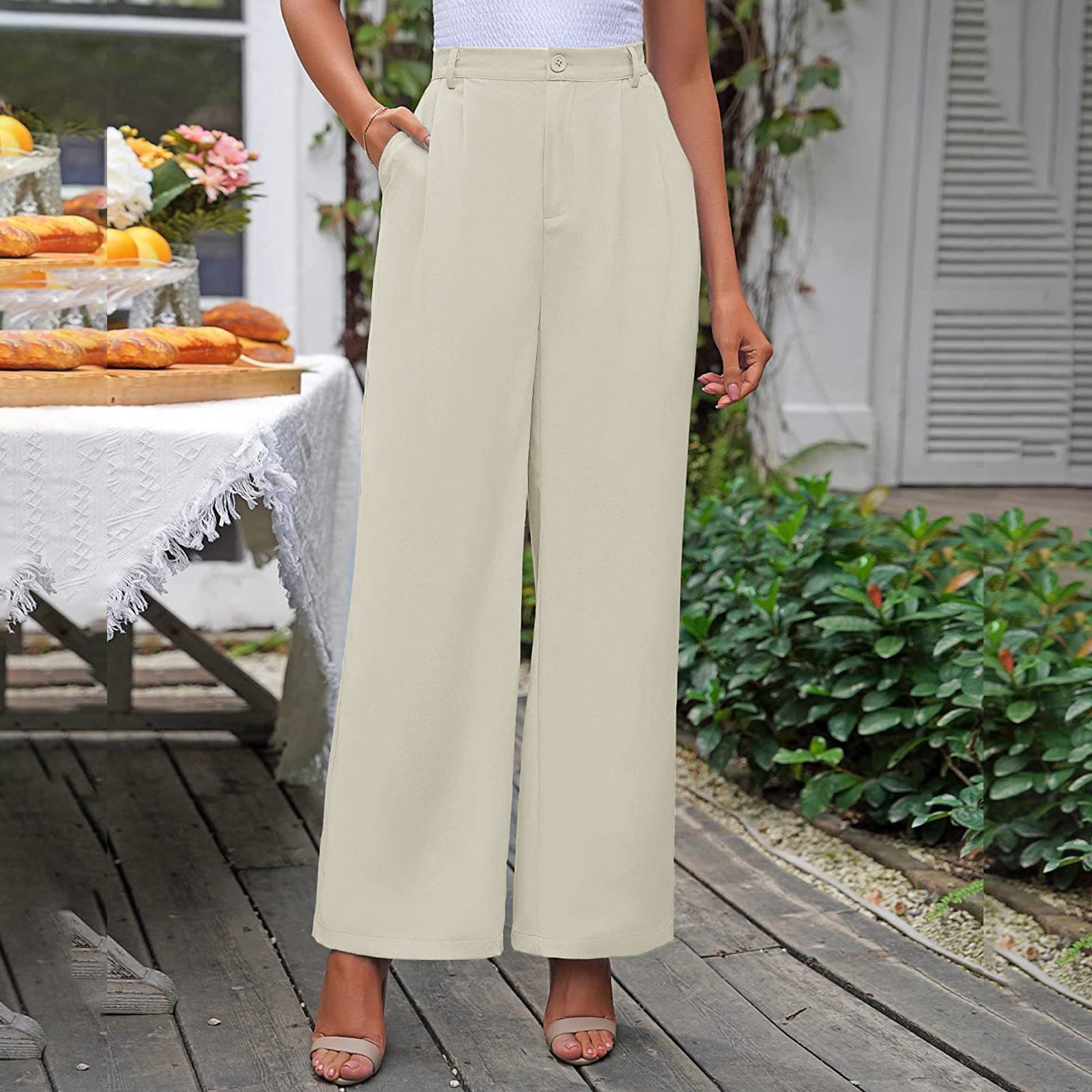 Alitao Wide Leg Pants Woman Business Casual Pants Wide Leg Pants For ...