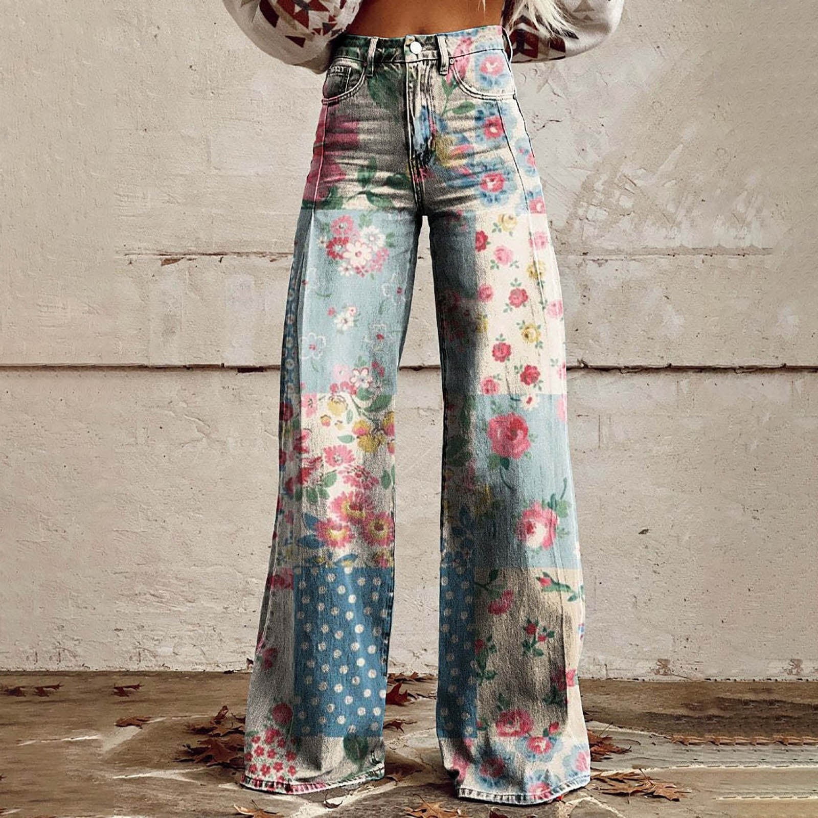Alitao Wide Leg Pants Woman Lounge Pants Women High Waist Floral ...
