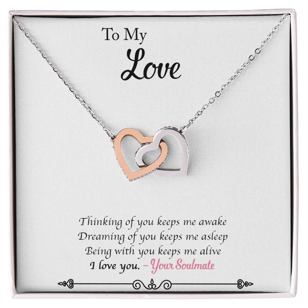 Alive, Interlocking Hearts Necklace, 14K White Gold or 18K Yellow Gold ...
