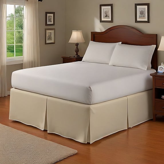 Alive Pixels Bed Skirt Ivory Solid 100% Cotton Split Corner 1Pc 24 inch ...