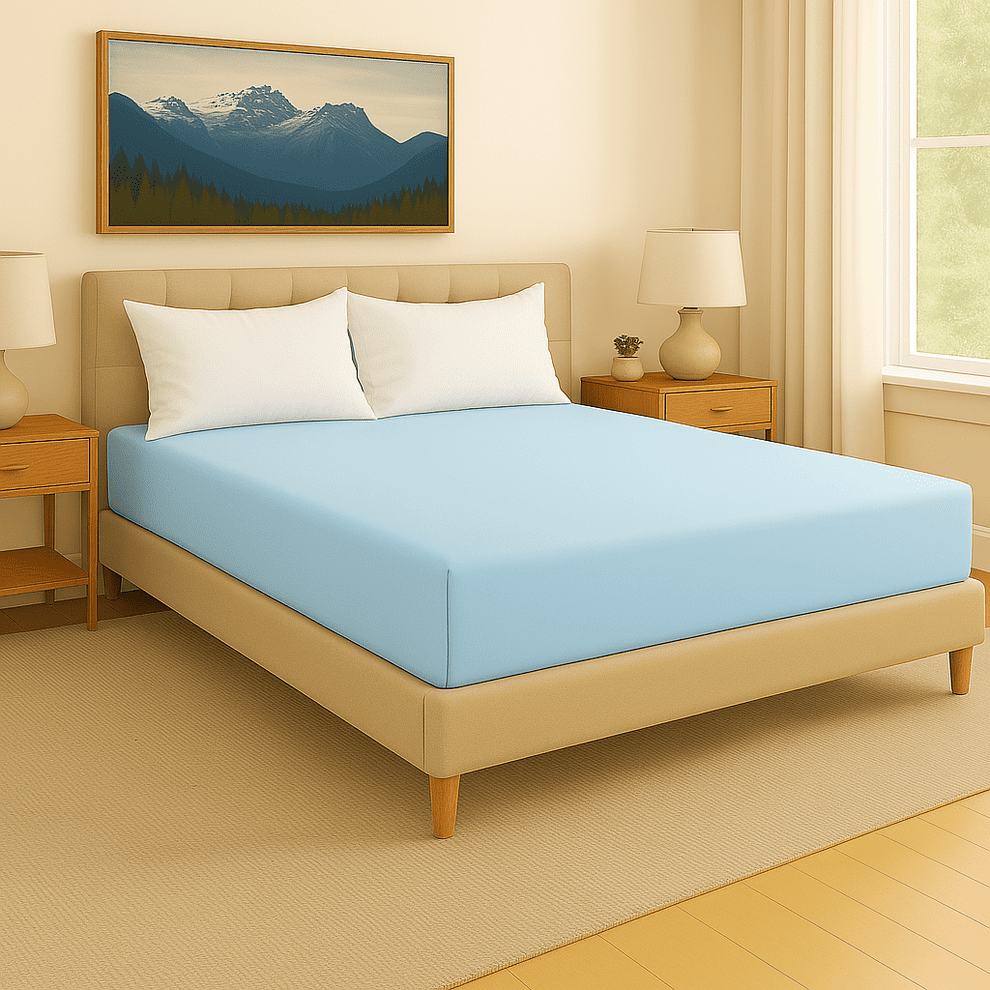 Alive Pixels Fitted Sheet Blue Solid 100% Cotton 1-Pc 24" Inch Deep ...