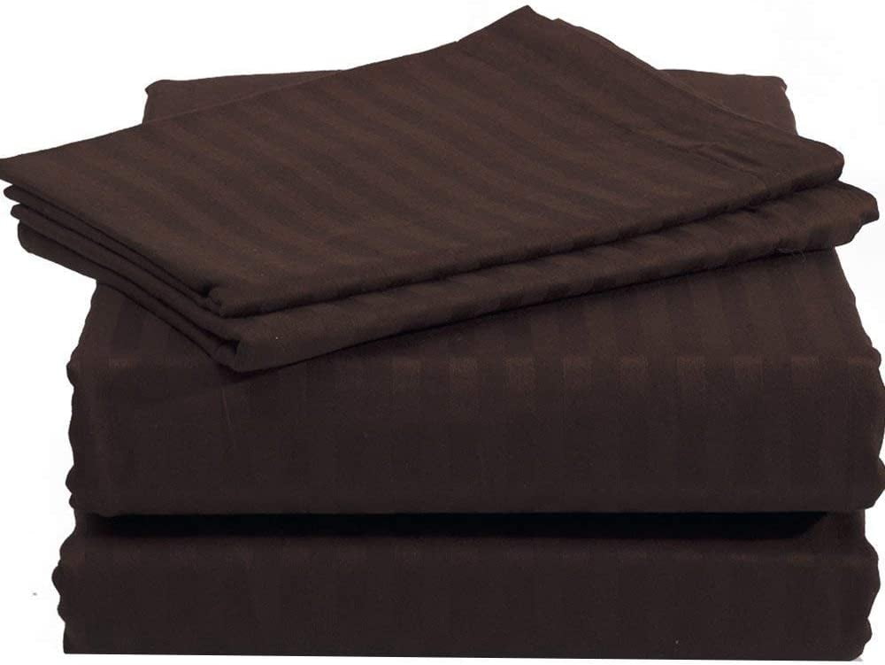 Alive Pixels Fitted Sheet Chocolate Stripe 100% Cotton 1Pc 12 inch ...