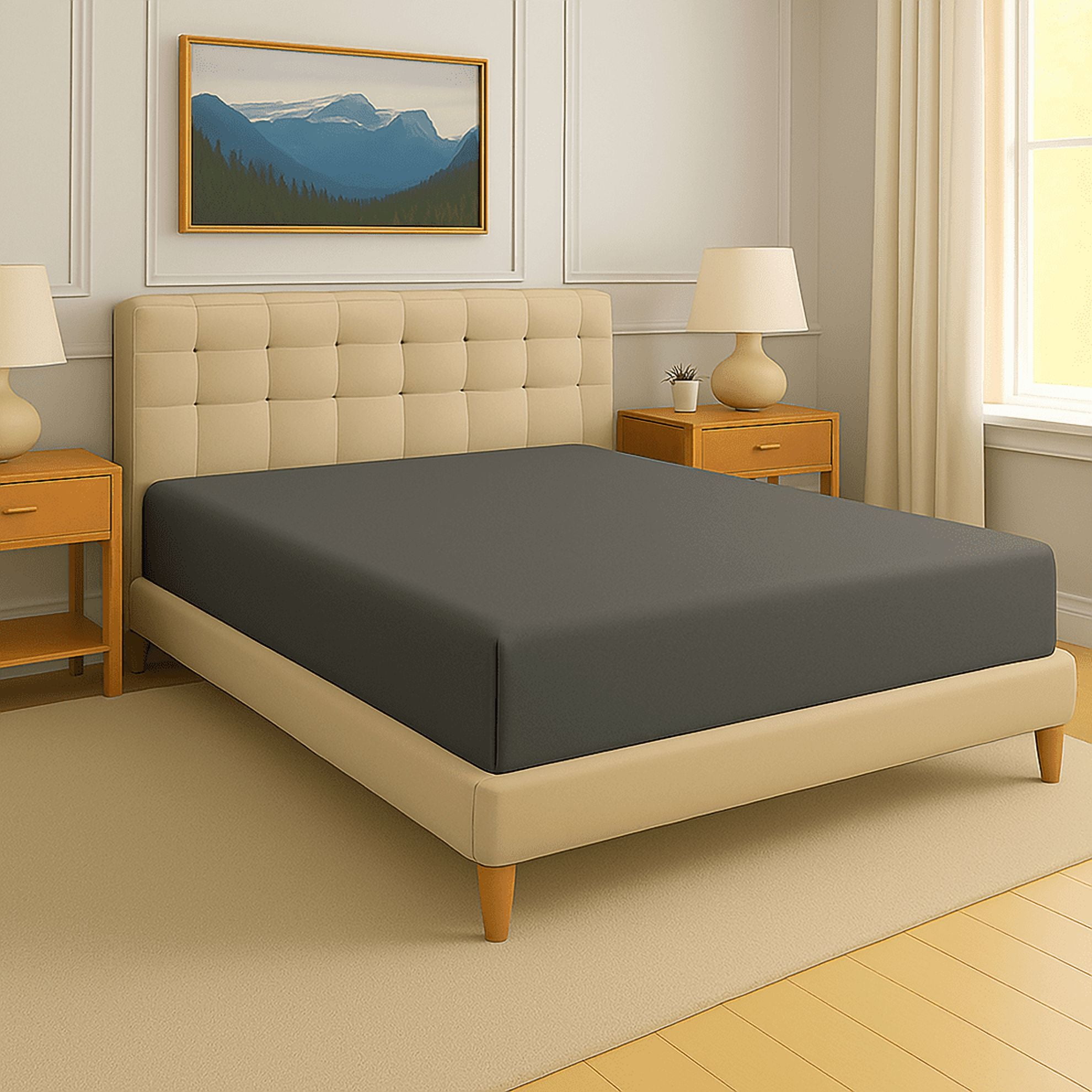 Alive Pixels Fitted Sheet Dark Grey Solid 100% Cotton 1-Pc 30" Inch ...