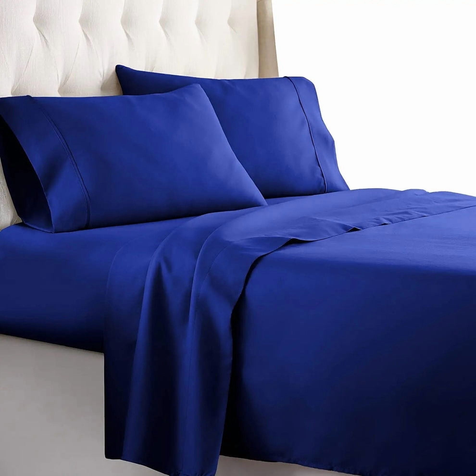 Alive Pixels Fitted Sheet Royal Blue Solid 100% Cotton 1-Pc 40" Inch ...