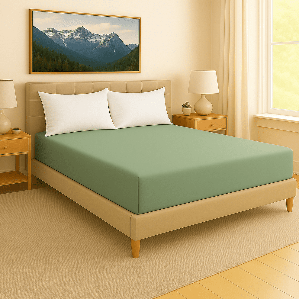 Alive Pixels Fitted Sheet Sage Solid 100% Cotton 1-Pc 12" Inch Pocket ...