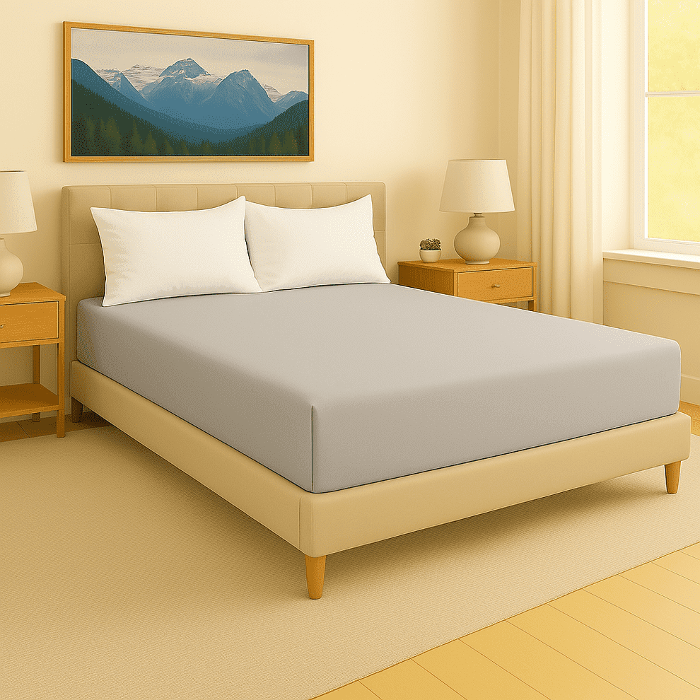 Alive Pixels Fitted Sheet Silver Grey Solid 100% Cotton 1-Pc 15" inch ...