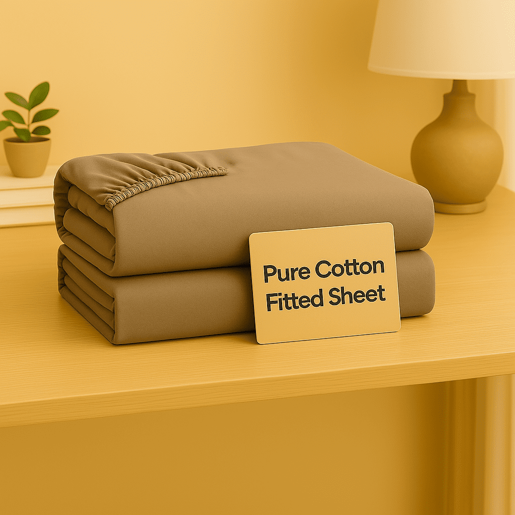 Alive Pixels Fitted Sheet Taupe Solid 100% Cotton 1-Pc 24" Inch Deep ...