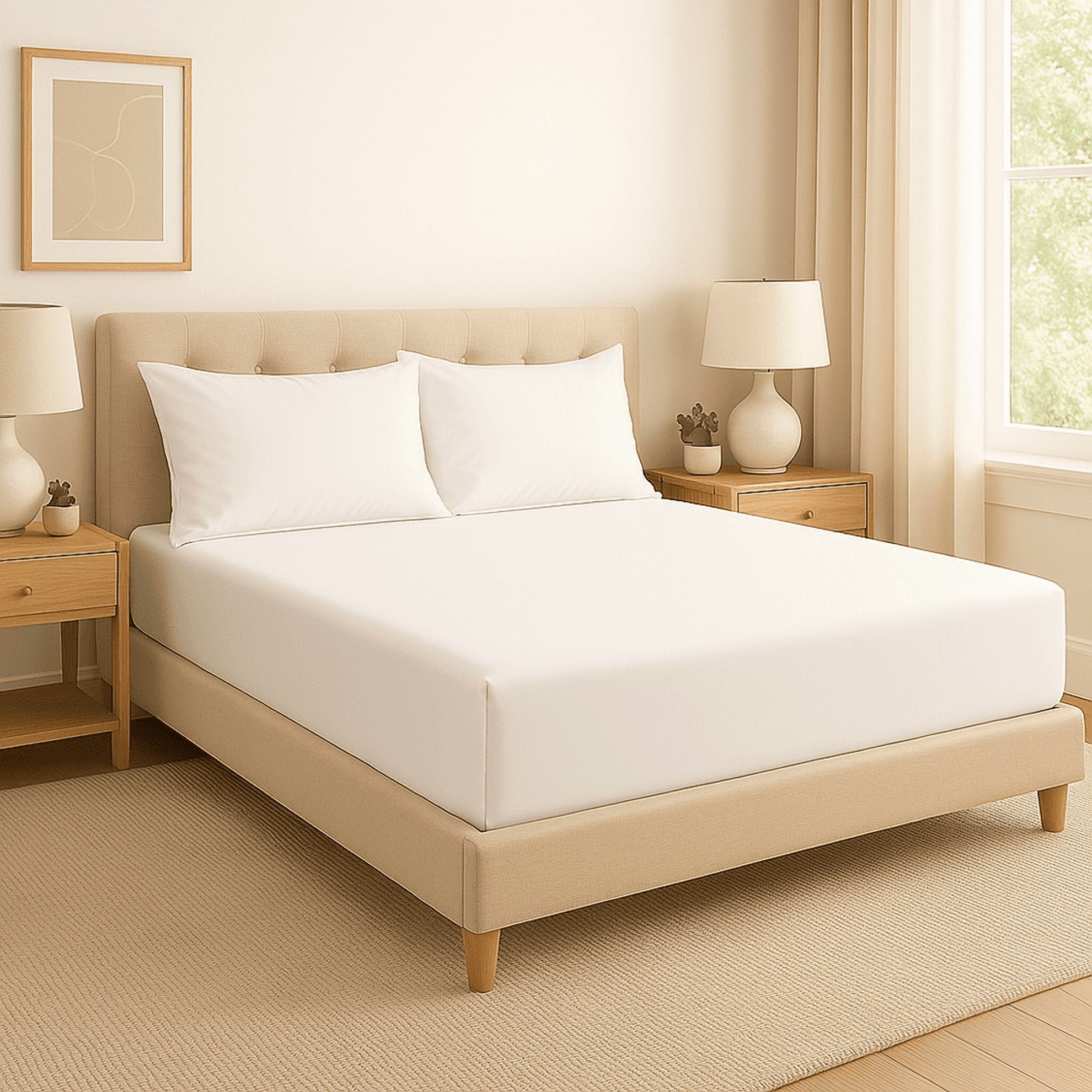 Alive Pixels Fitted Sheet White Solid 100% Cotton 1-Pc 12" Inch Pocket ...