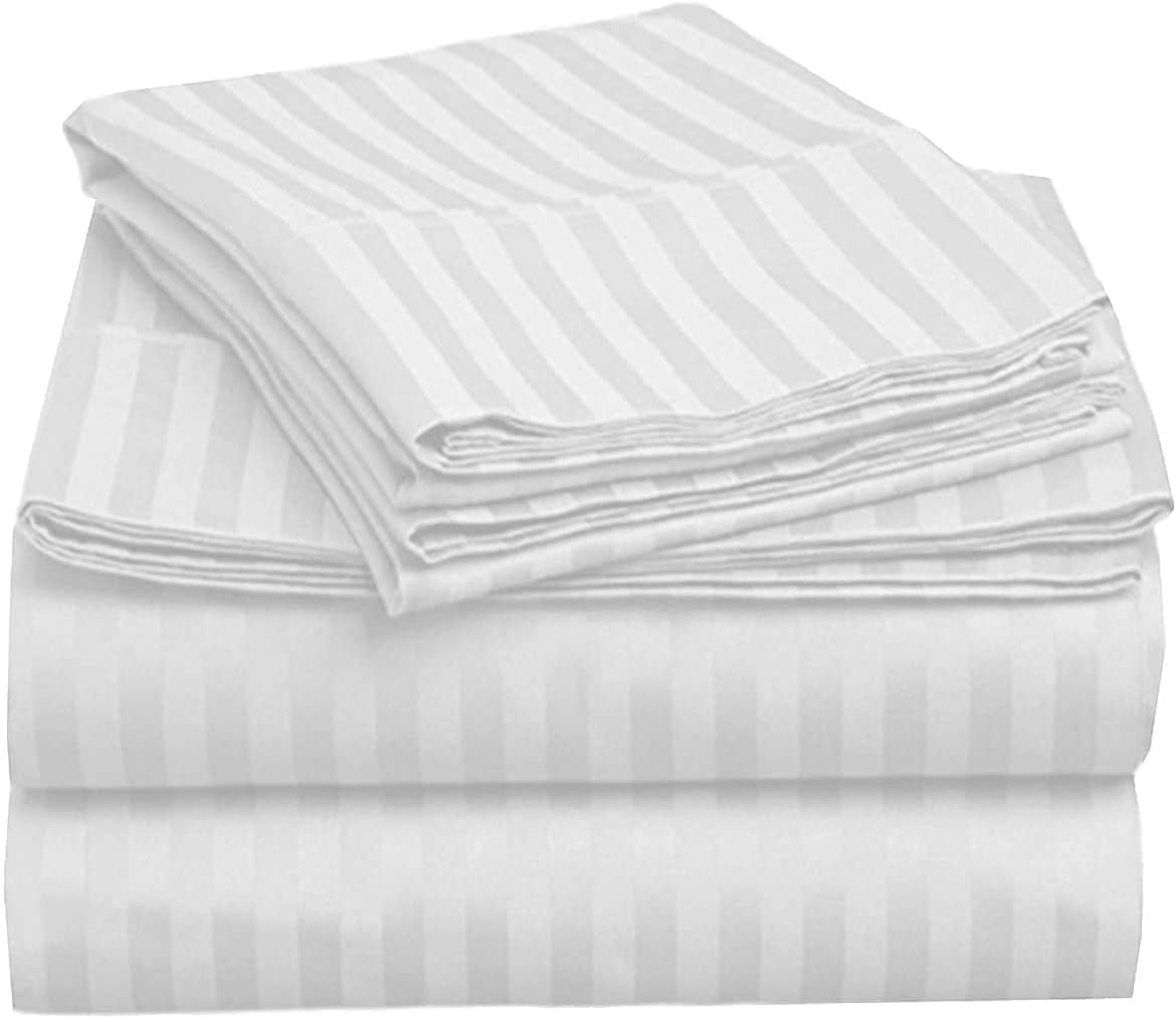 Alive Pixels Fitted Sheet White Stripe 100% Cotton 1Pc 12 inch inch ...