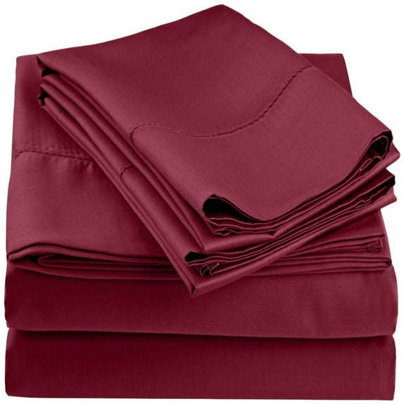 Alive Pixels Fitted Sheet Wine Solid 100% Cotton 1-Pc 6" Inch Pocket ...