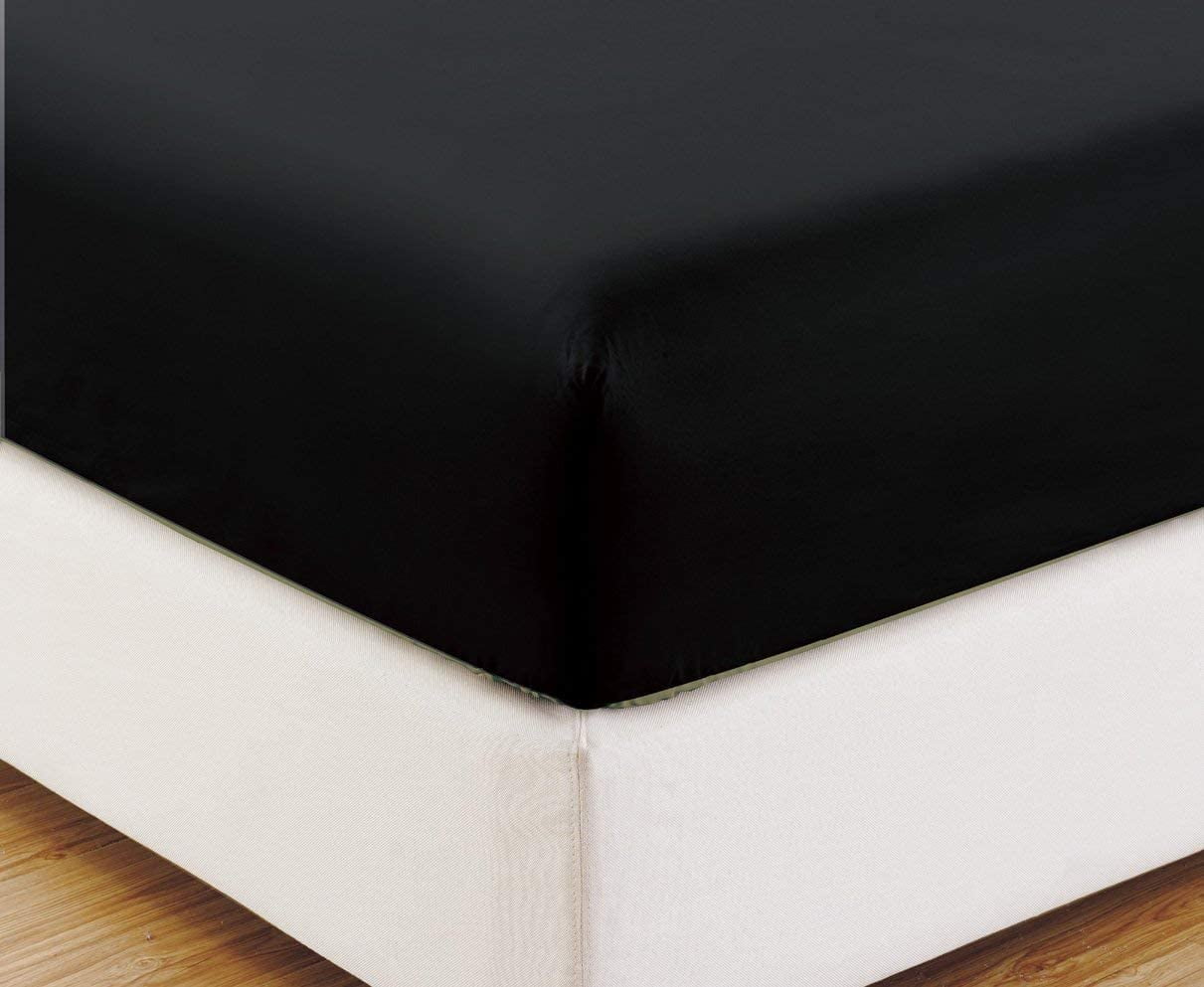Alive Pixels Flat Sheet Black Solid 100% Cotton 1Pc Flat Sheet 1000TC ...