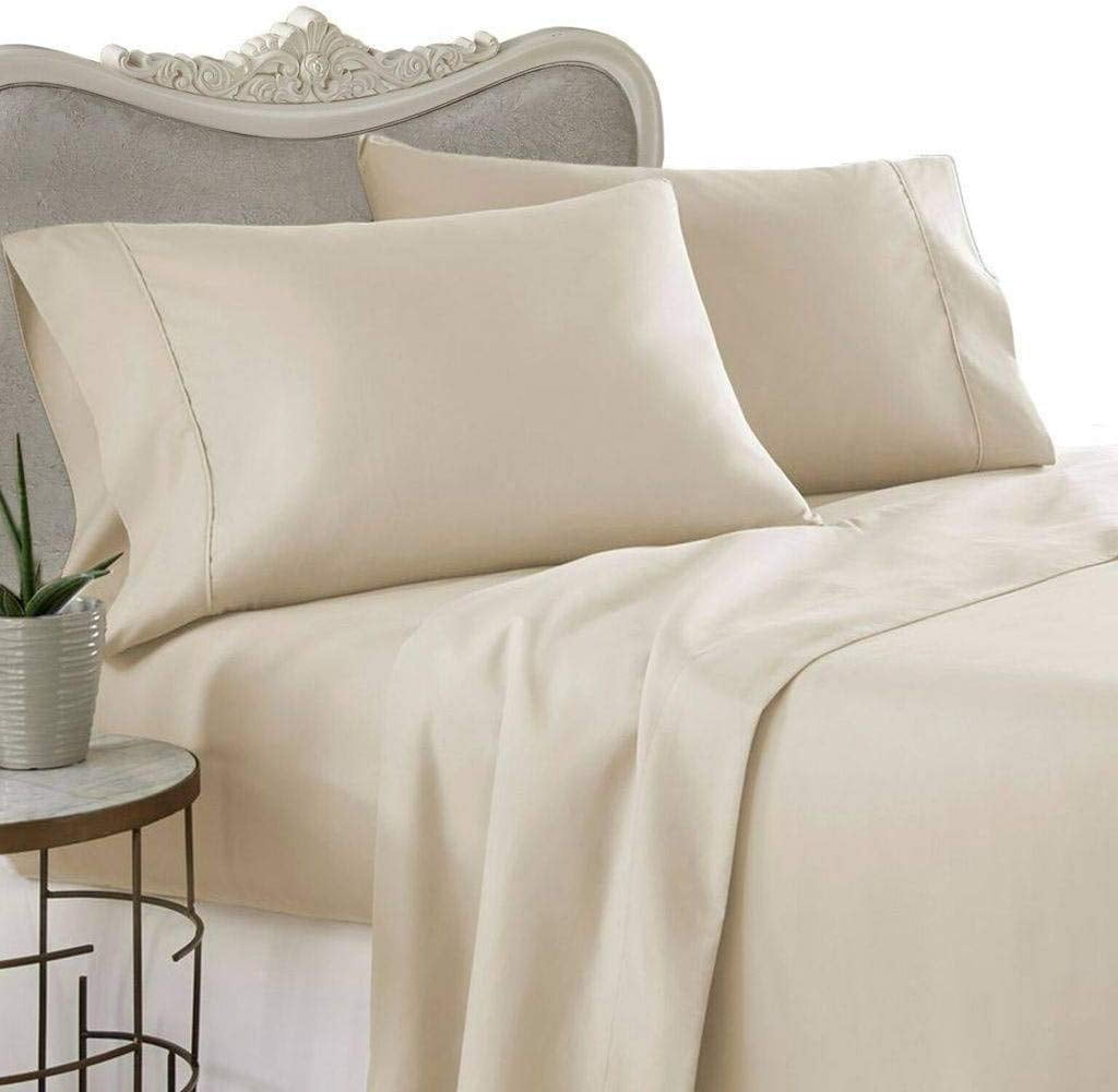 Alive Pixels Flat Sheets (Pack of 4) Beige Solid 100% Cotton 4Pc Flat ...