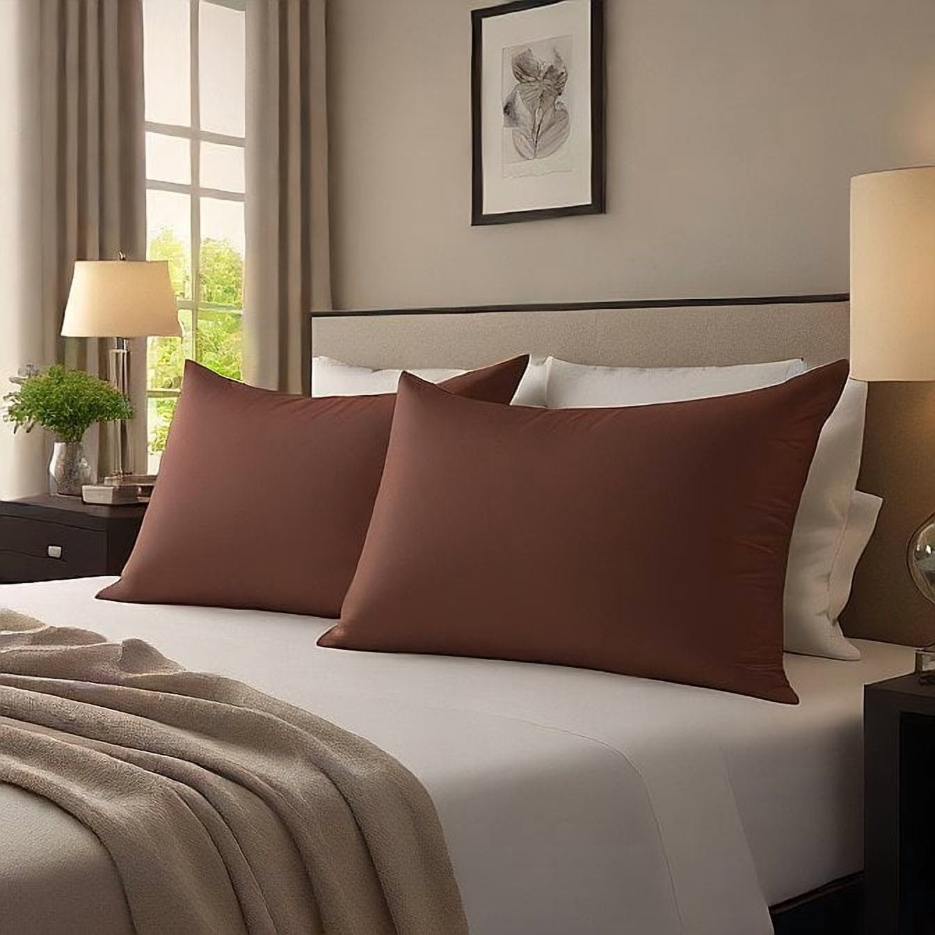 Alive Pixels Pillow Covers Chocolate Solid 100 Percent Cotton 4-Piece ...
