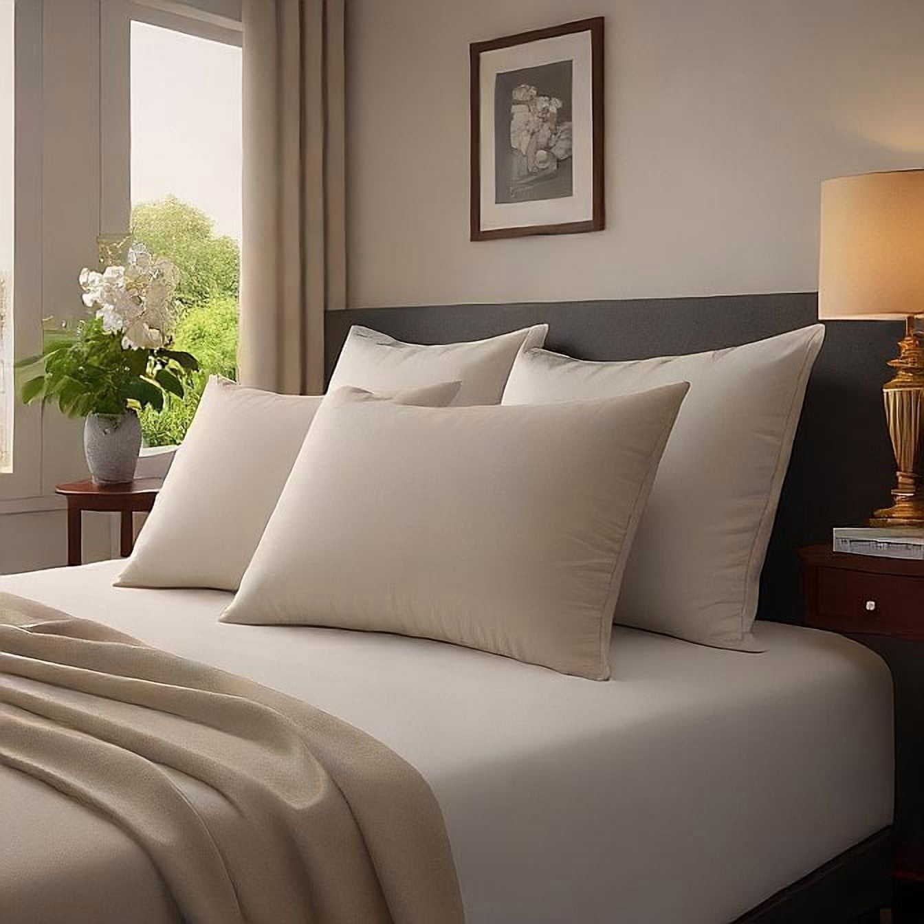 Alive Pixels Pillow Covers Ivory Solid 100 Percent Cotton 4-Piece ...