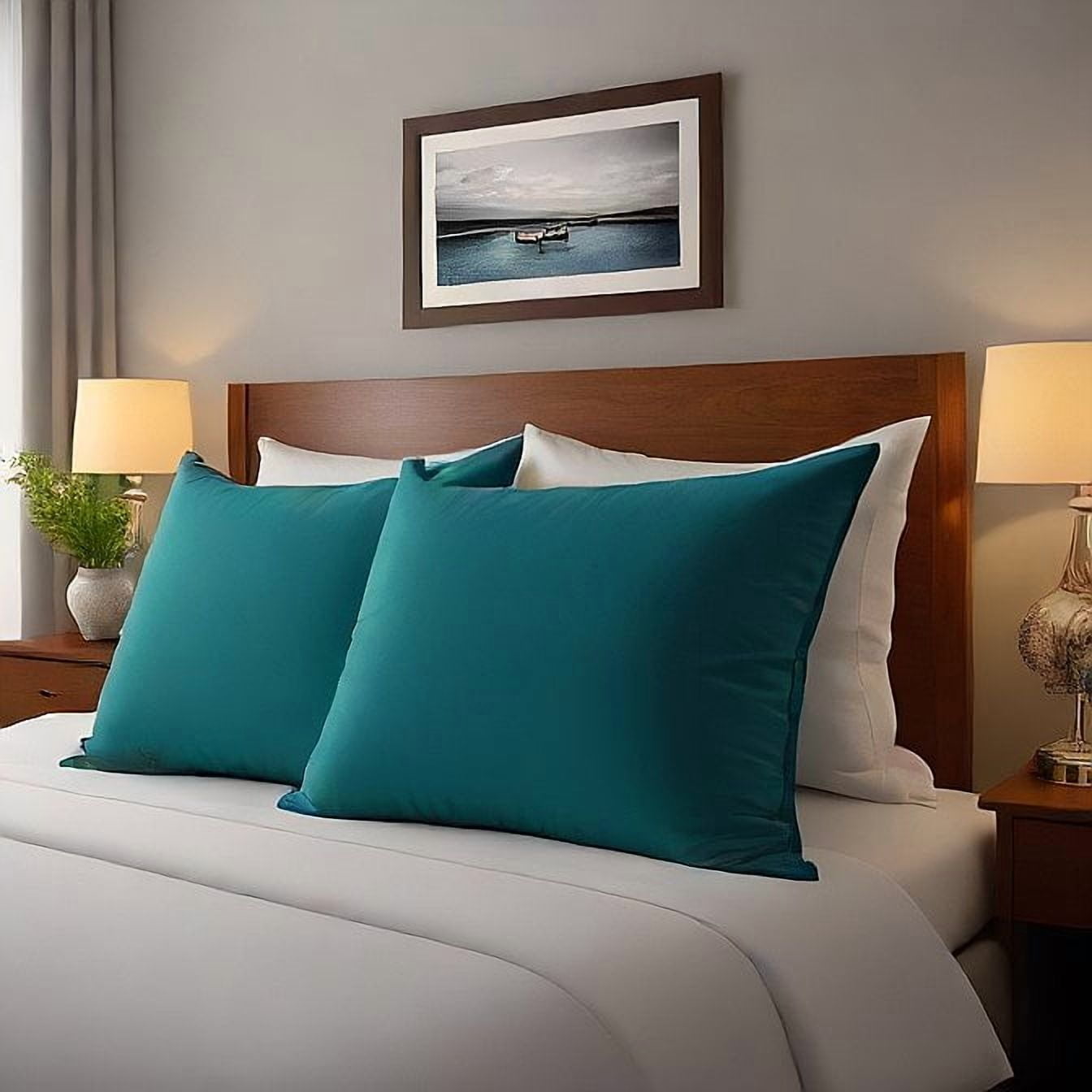 Alive Pixels Pillow Covers Teal Solid 100 Percent Cotton 4-Piece ...
