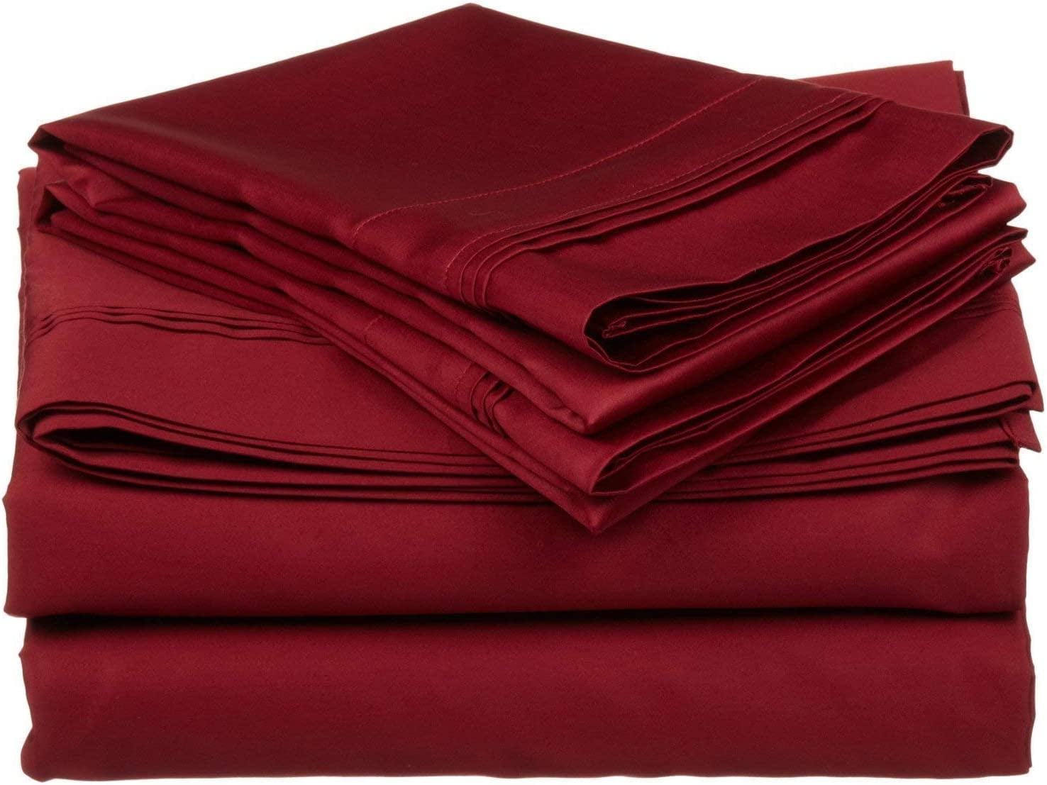 Alive Pixels Sheet Set Burgundy Solid 100% Cotton 4Pcs 15 inch Pocket 800TC (Queen, Burgundy ...