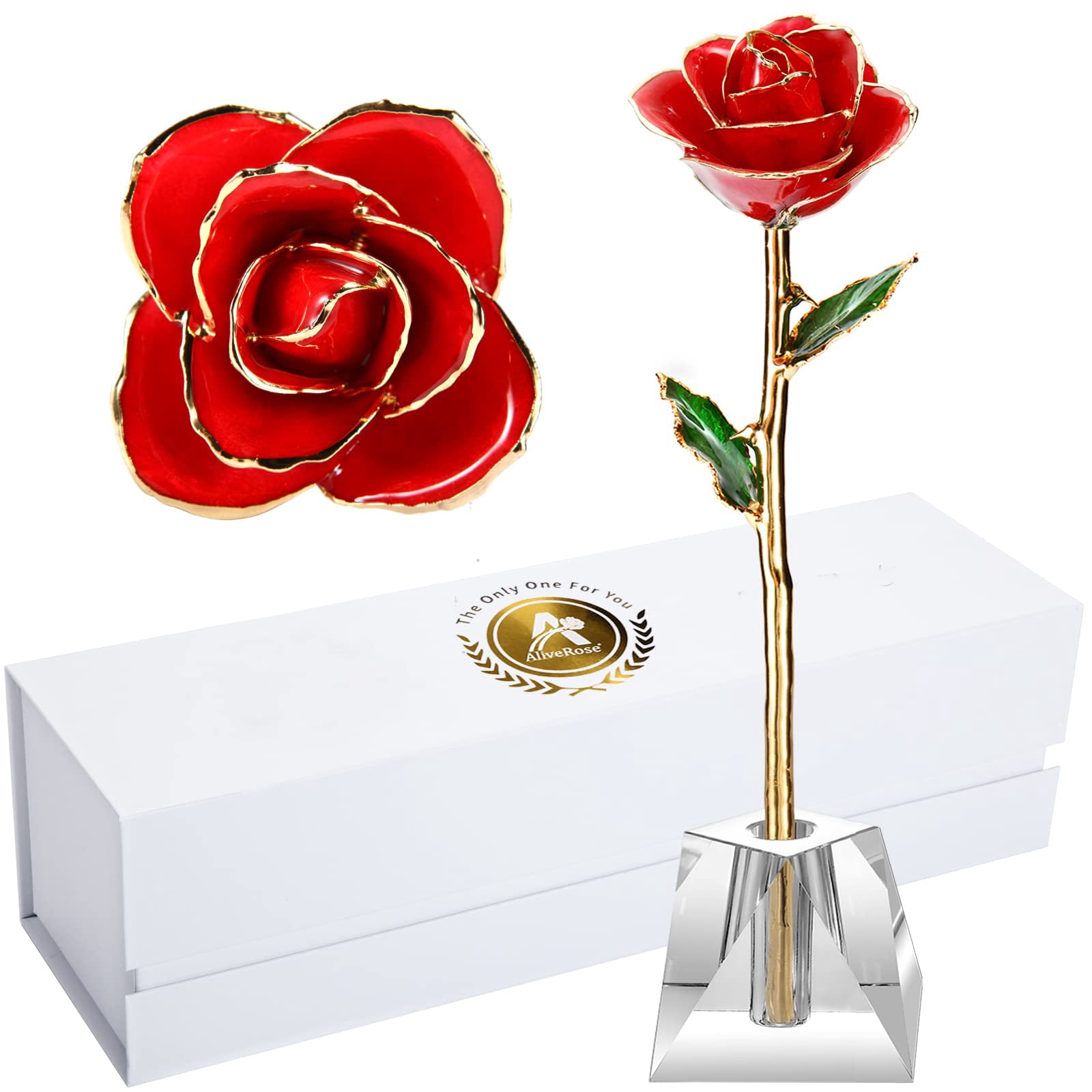 AliveRose Valentines Day Gift Rose, Long Stem Rose Made from 24K Gold ...