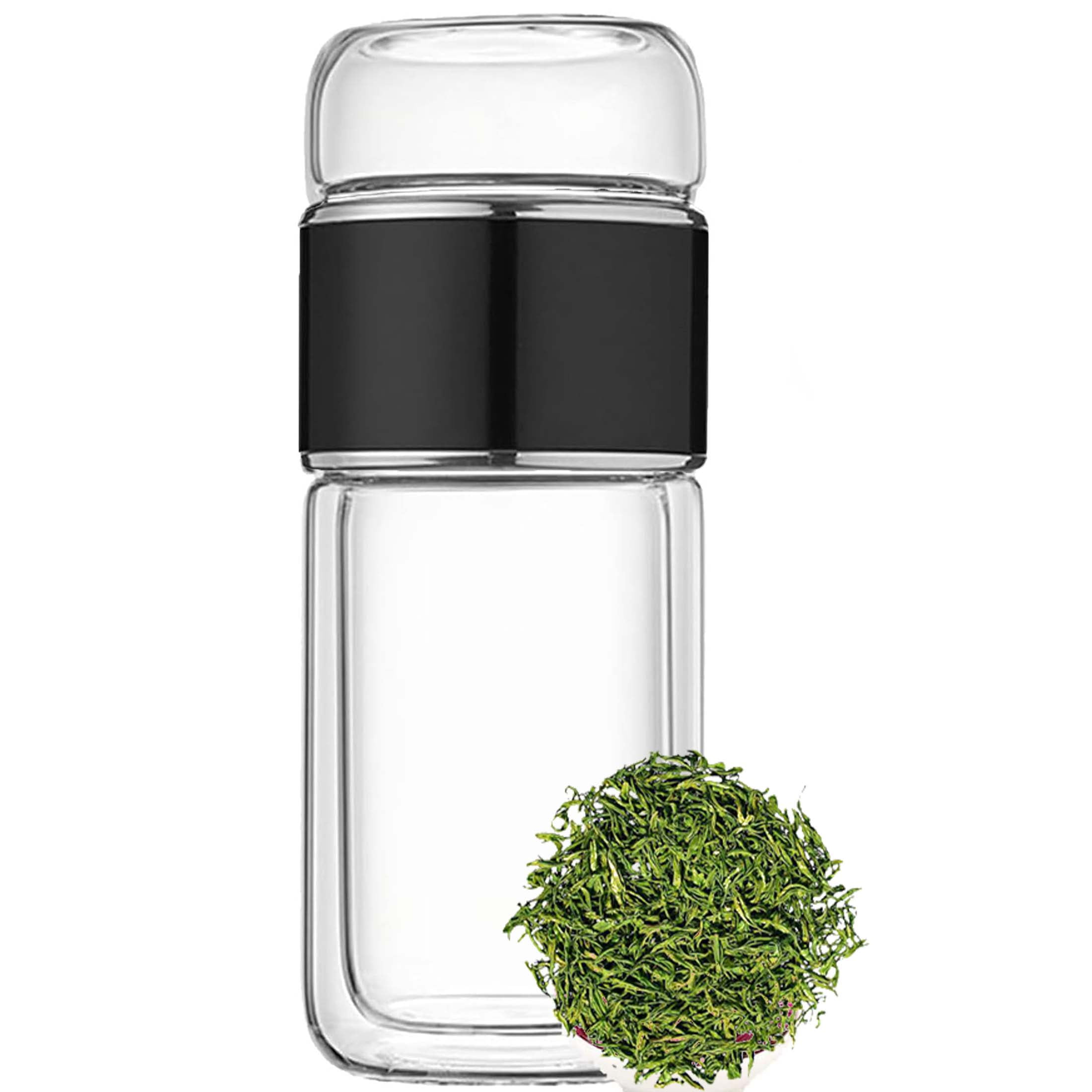 Alivefuser Glass Tea Infuser Bottle – Loose Leaf Tea Maker with 2-Layer ...