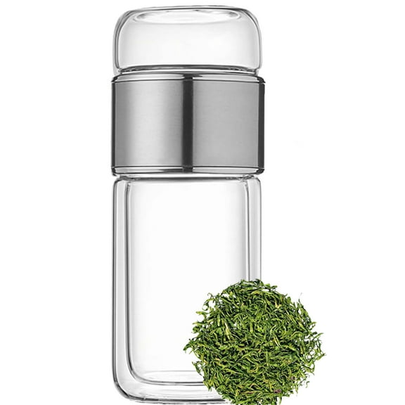 UEndure 14oz Reusable Double Walled Glass Tea Infuser Travel Bottle ...