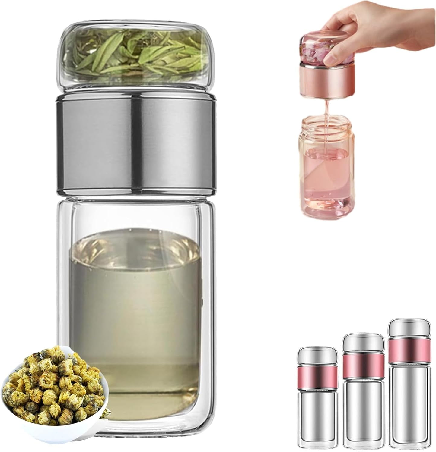Alivefuser Tea Infuser, Portable Double Layered Tea Water Separation ...