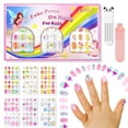 Aliver 144PCS Fake Nail Set for Kids, False Nail Art Kit for Girls,Safe ...