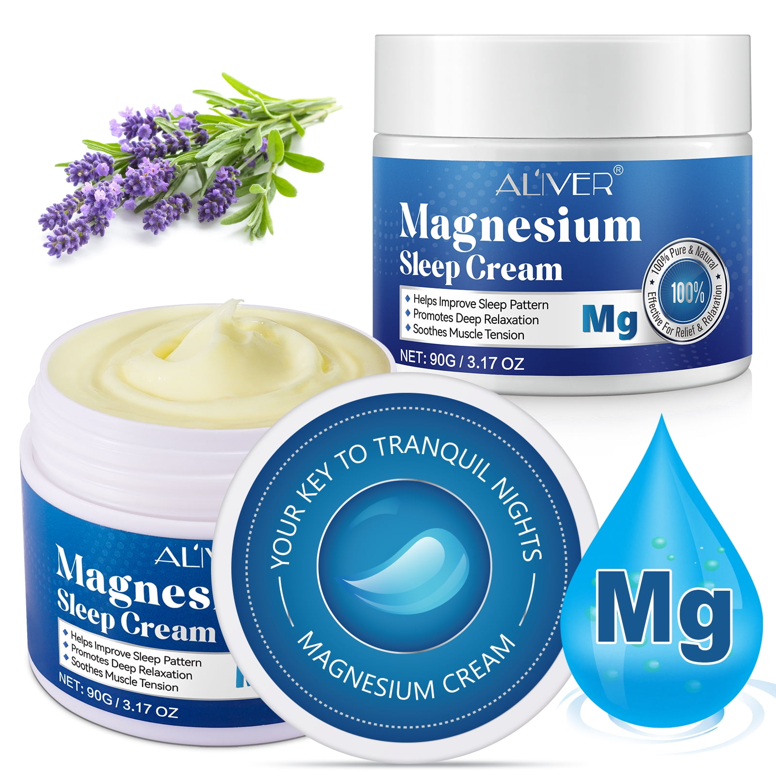 Aliver 2 Pack Premium Magnesium Sleep Cream,Premium Magnesium Lotion ...