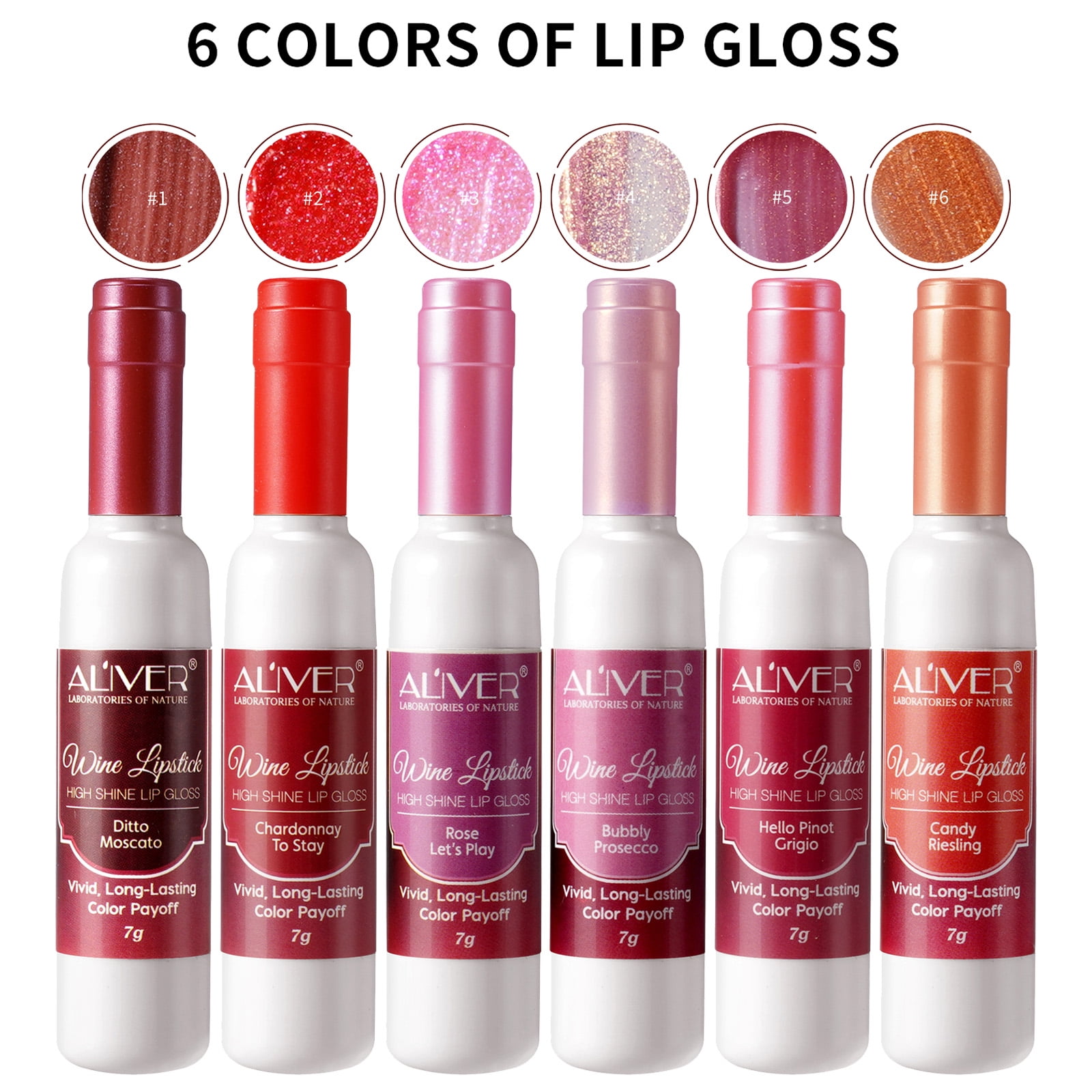 Aliver 6 Colors Wine Liquid Lipstick,Wine Tint Lip Stain,Long Lasting ...