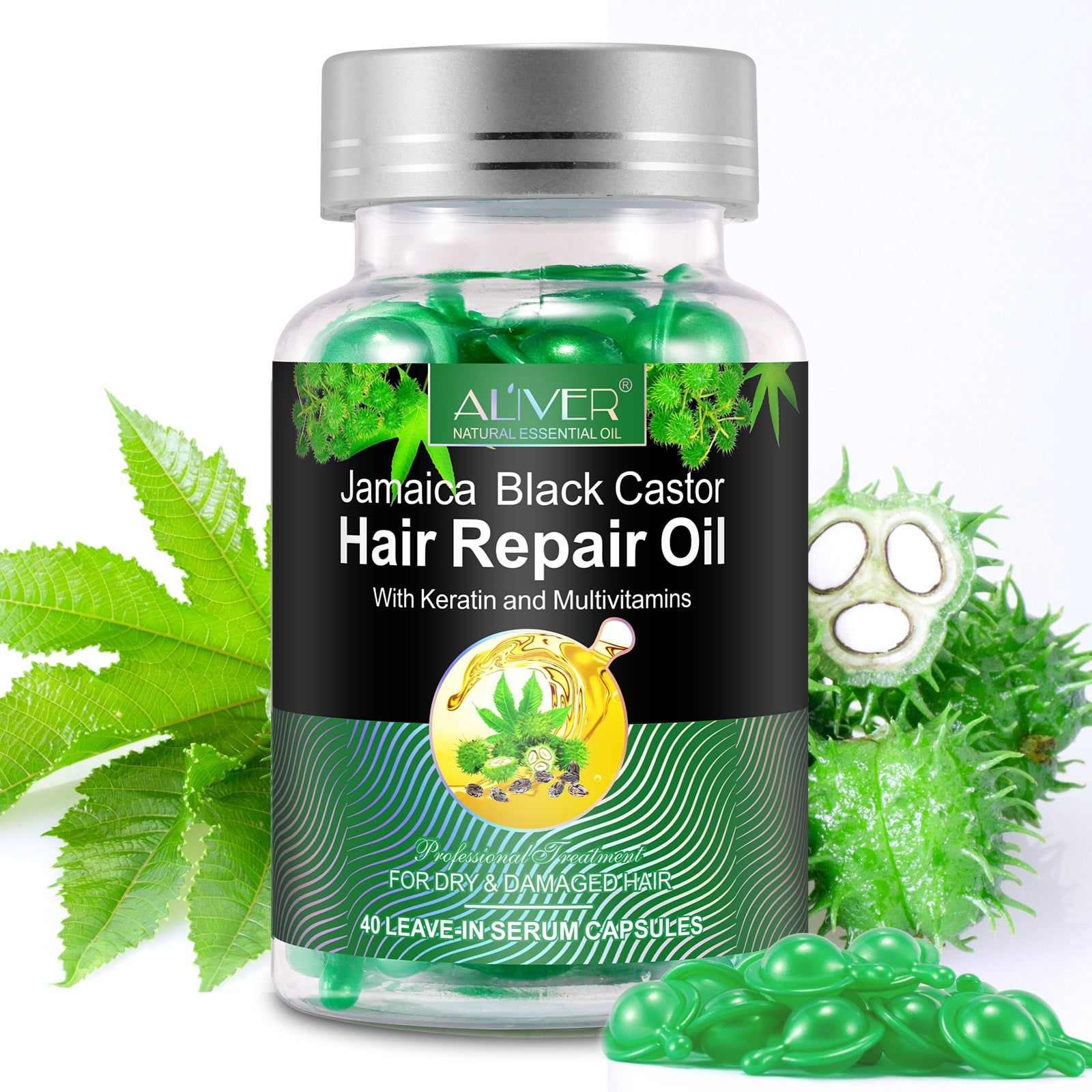 Aliver Black Castor Oil Capsules-Black Castor Hair Repair Oil with ...