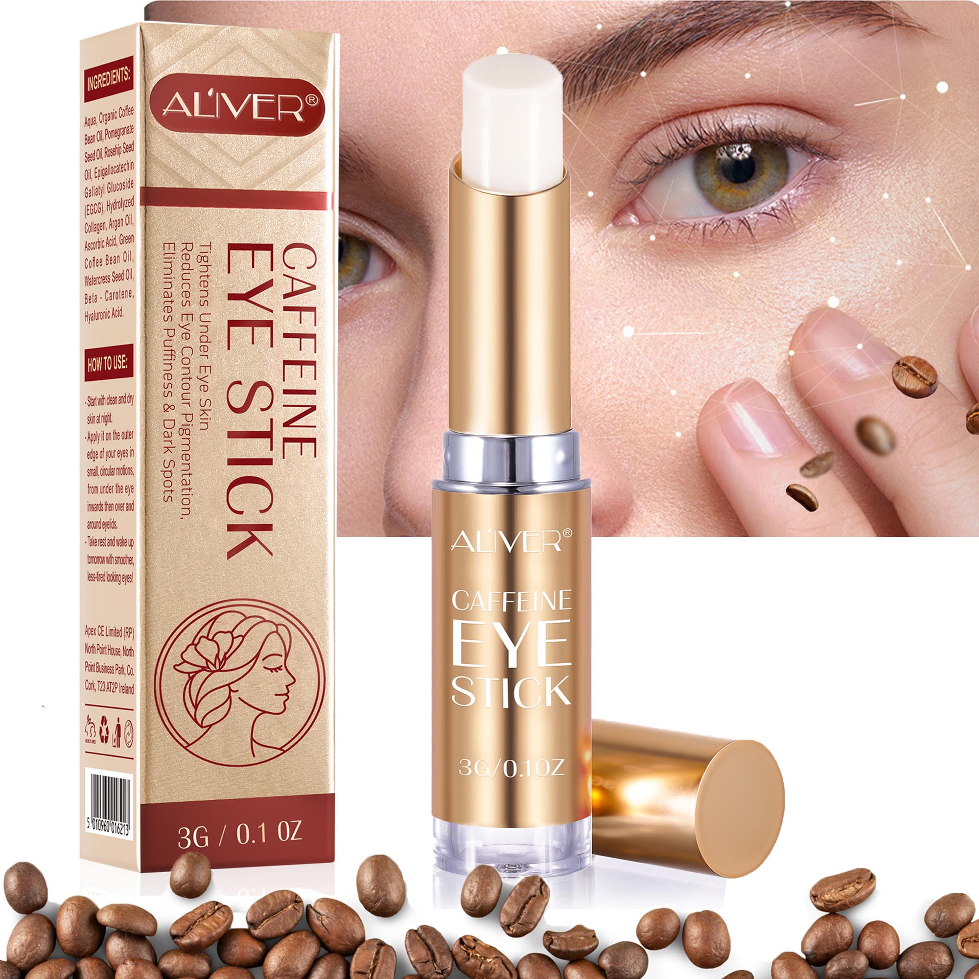 Aliver Caffeine Eye Stick,Moisturizing Eye Cream Helps Relieve Fatigue ...