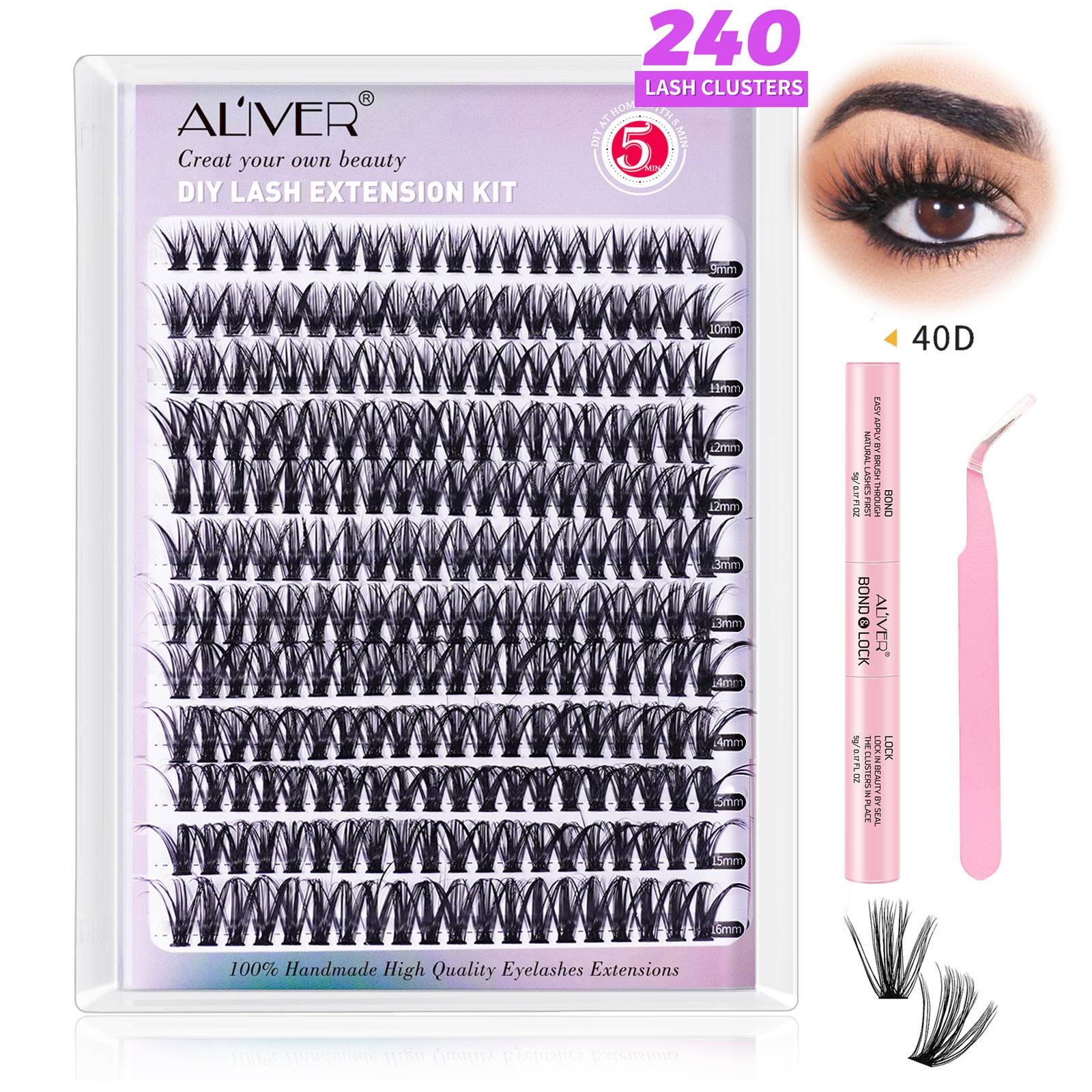 Aliver DIY Lash Extension Kit 240pcs Individual Lashes Cluster Eyelash ...