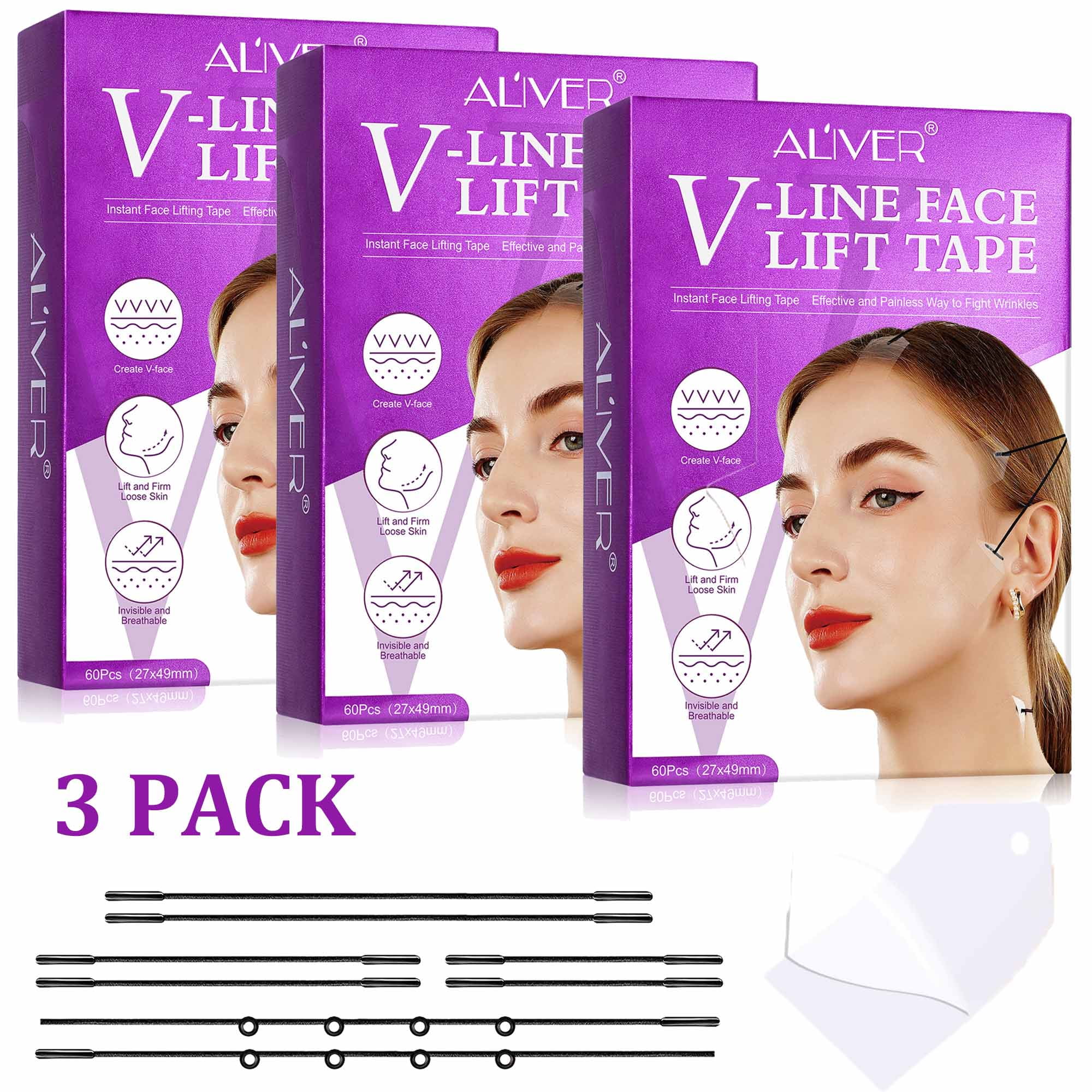 Aliver Face Lift Tape Invisible after Makeup 180PCS, Instant Neck ...