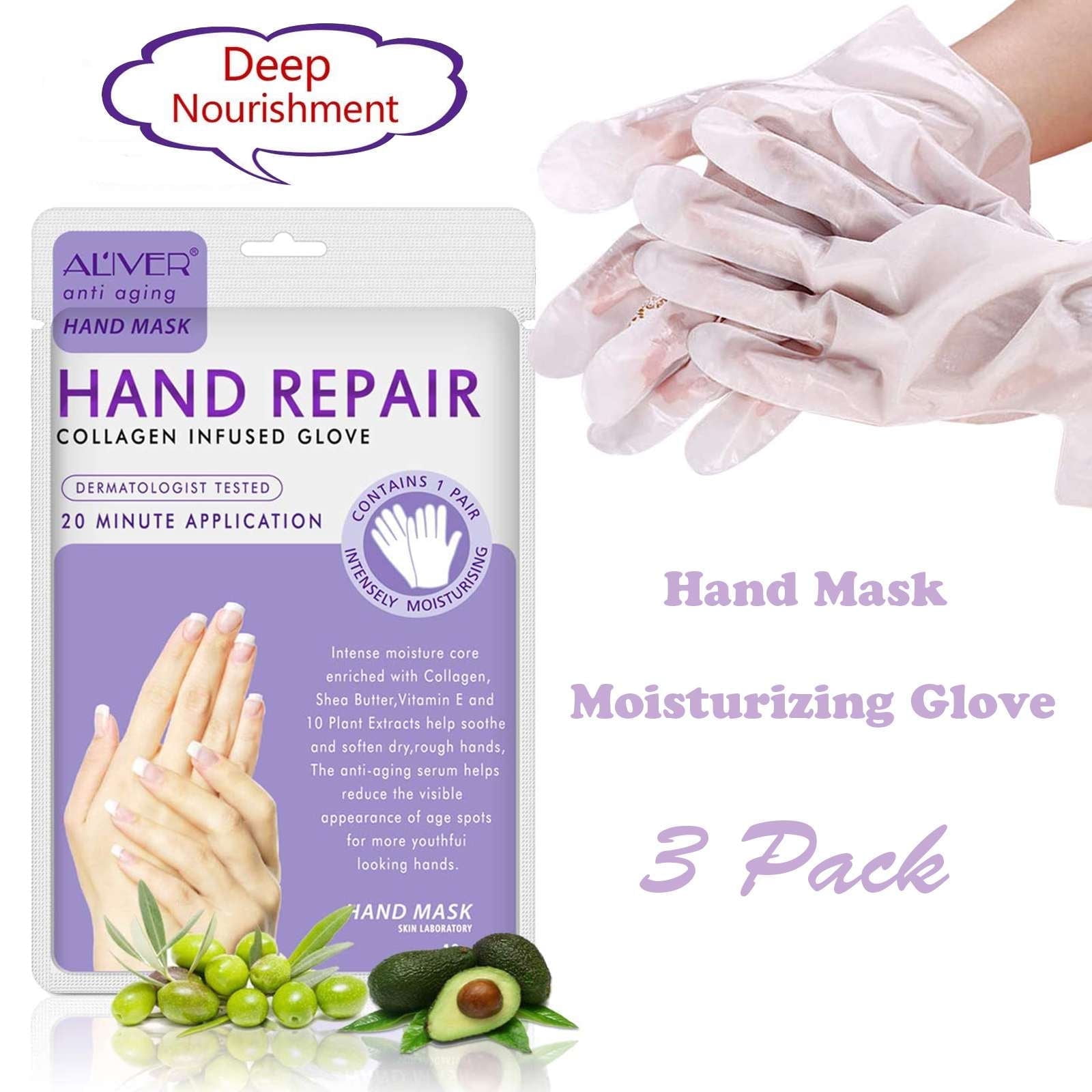 Aliver Hand Mask Moisturizing Gloves for Dry, Aging, Cracked Hands - 3 ...