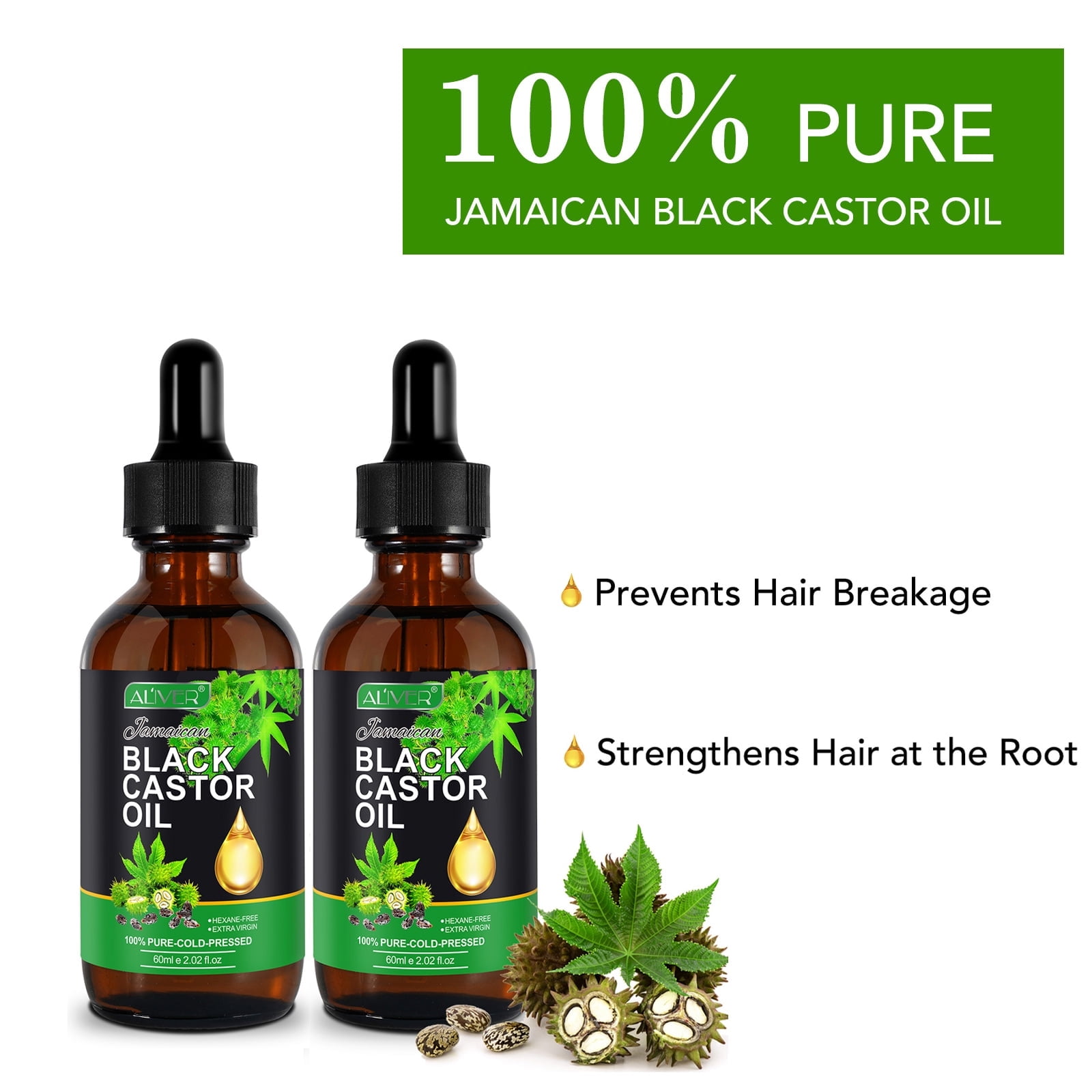 Aliver Jamaican Black Castor Oil, 100% Pure Natural Skin & Hair Carrier ...
