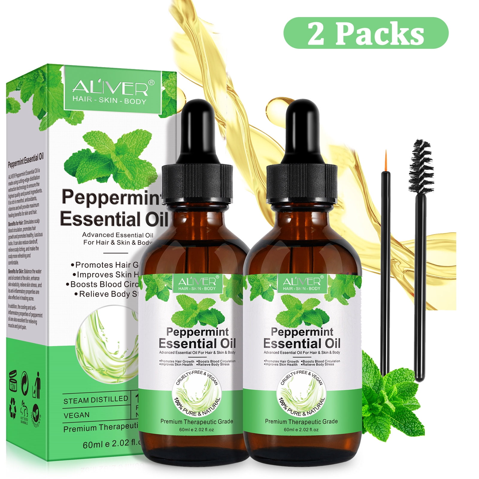 Aliver Mint Oil for Skin and Hair Care, Scalp & Hair Natural Oil for ...