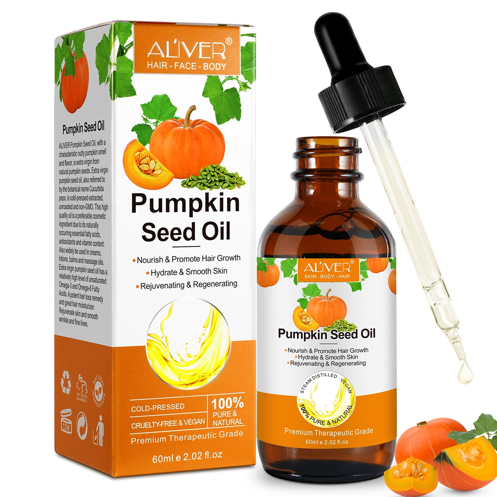 Aliver Pumpkin Seed Oil for Hair Growth for Men & Women, 100% Pure and ...