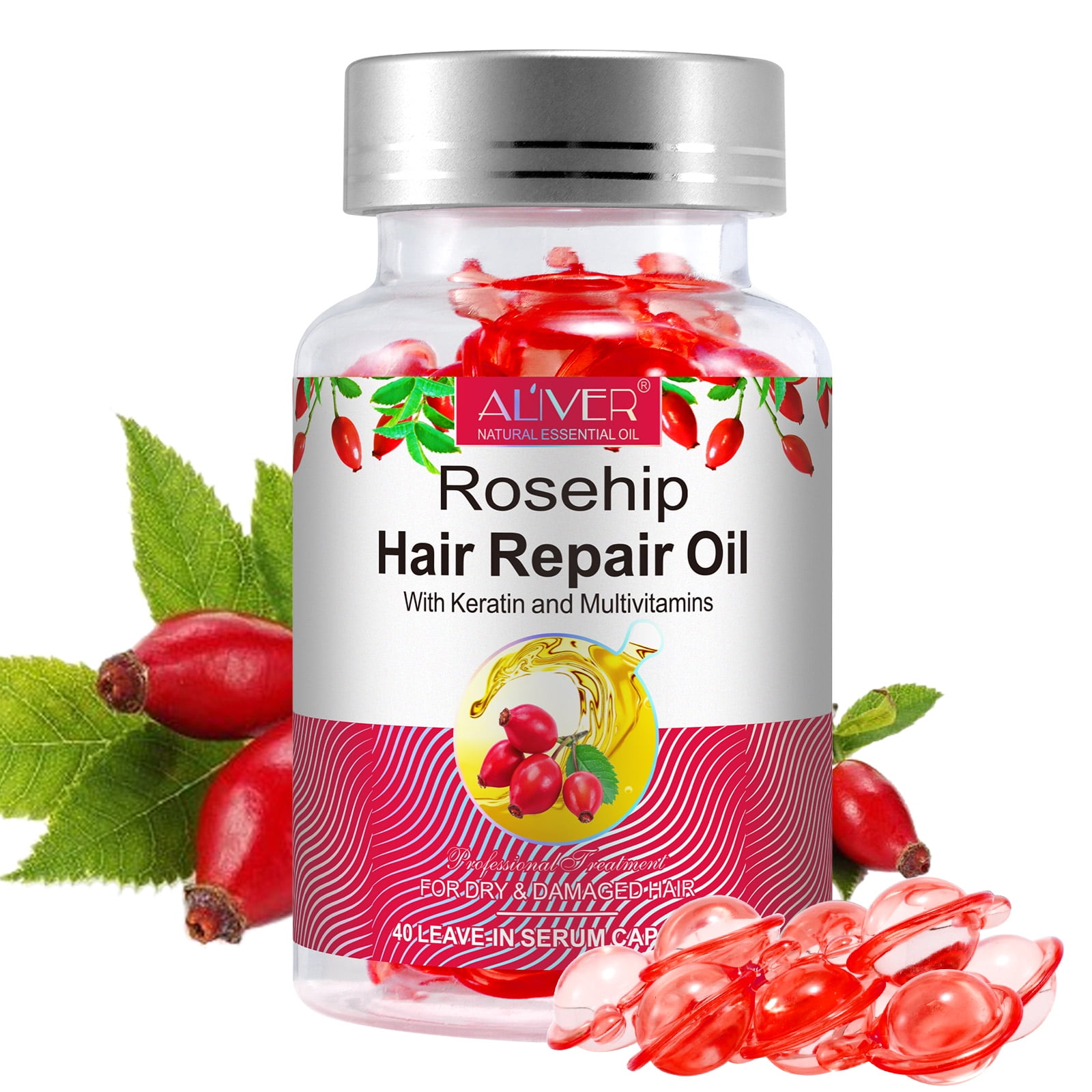 Aliver Rosehip Oil Capsules-Rosehip Hair Repair Oil with Keratin and ...