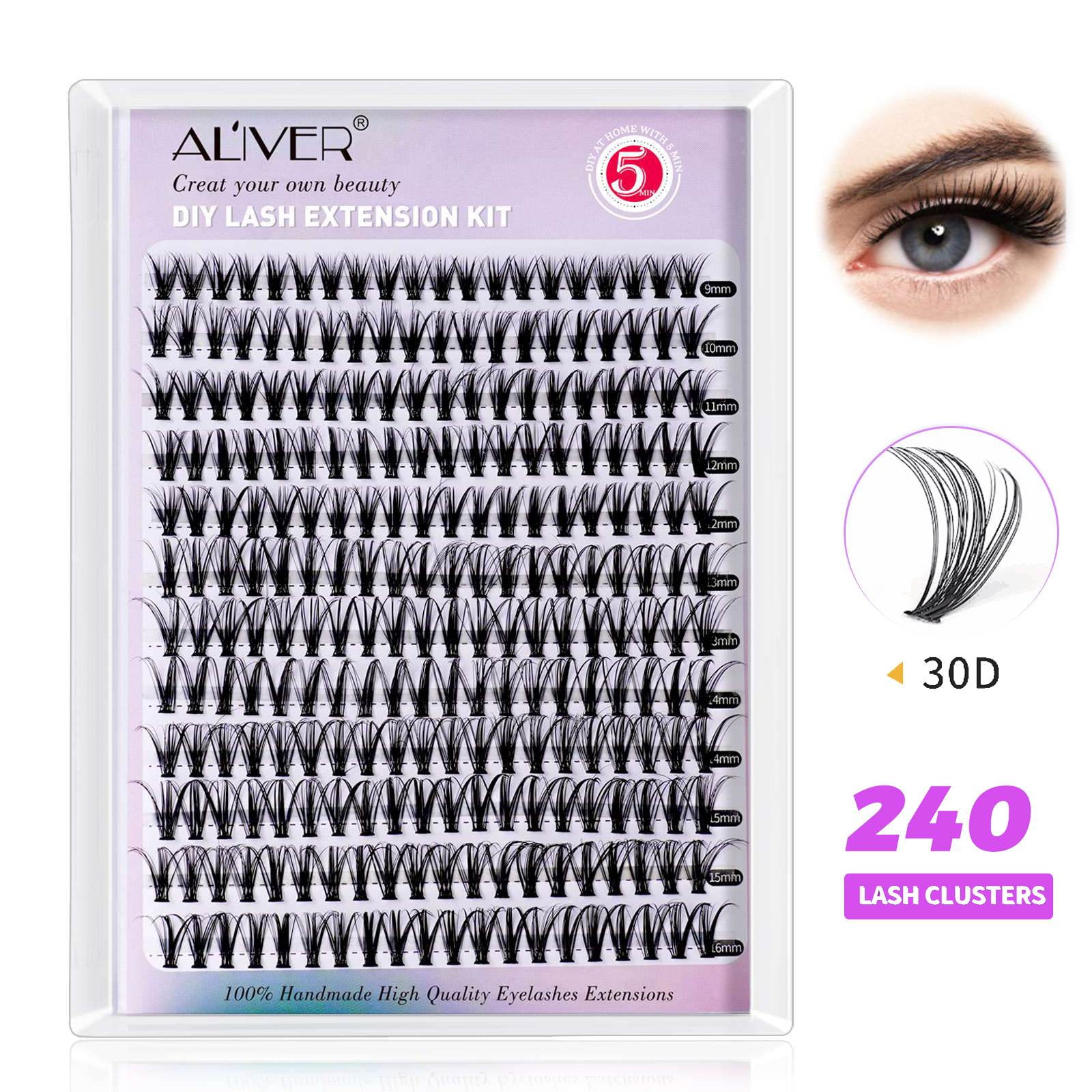 Aliver Single Lashes Eyelash Clusters 240 Pcs Individual Lashes 9-16 mm ...